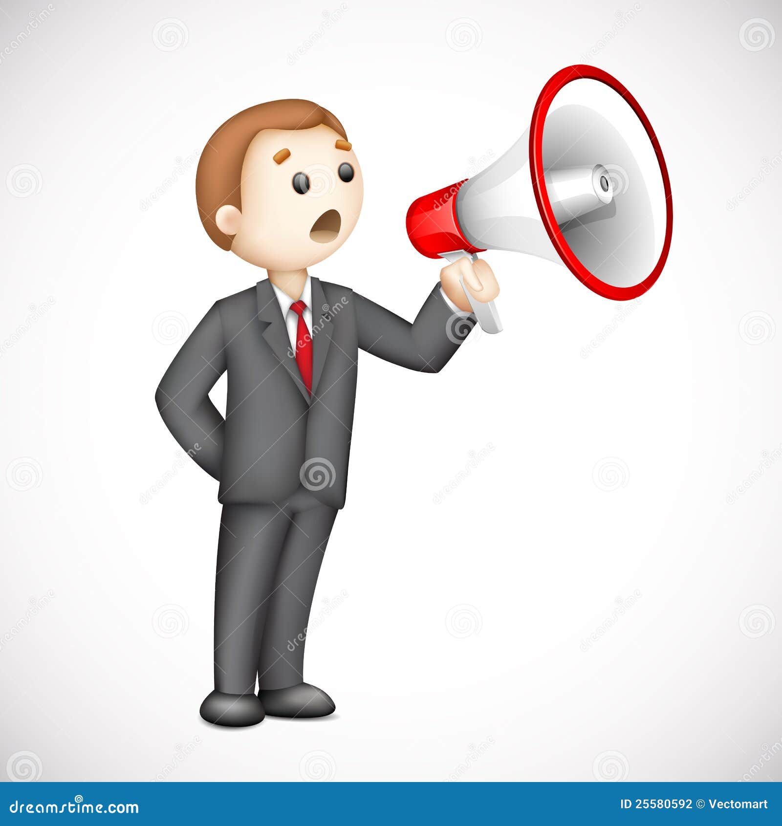 3d Business Man with Megaphone in Vector Stock Vector - Illustration of ...