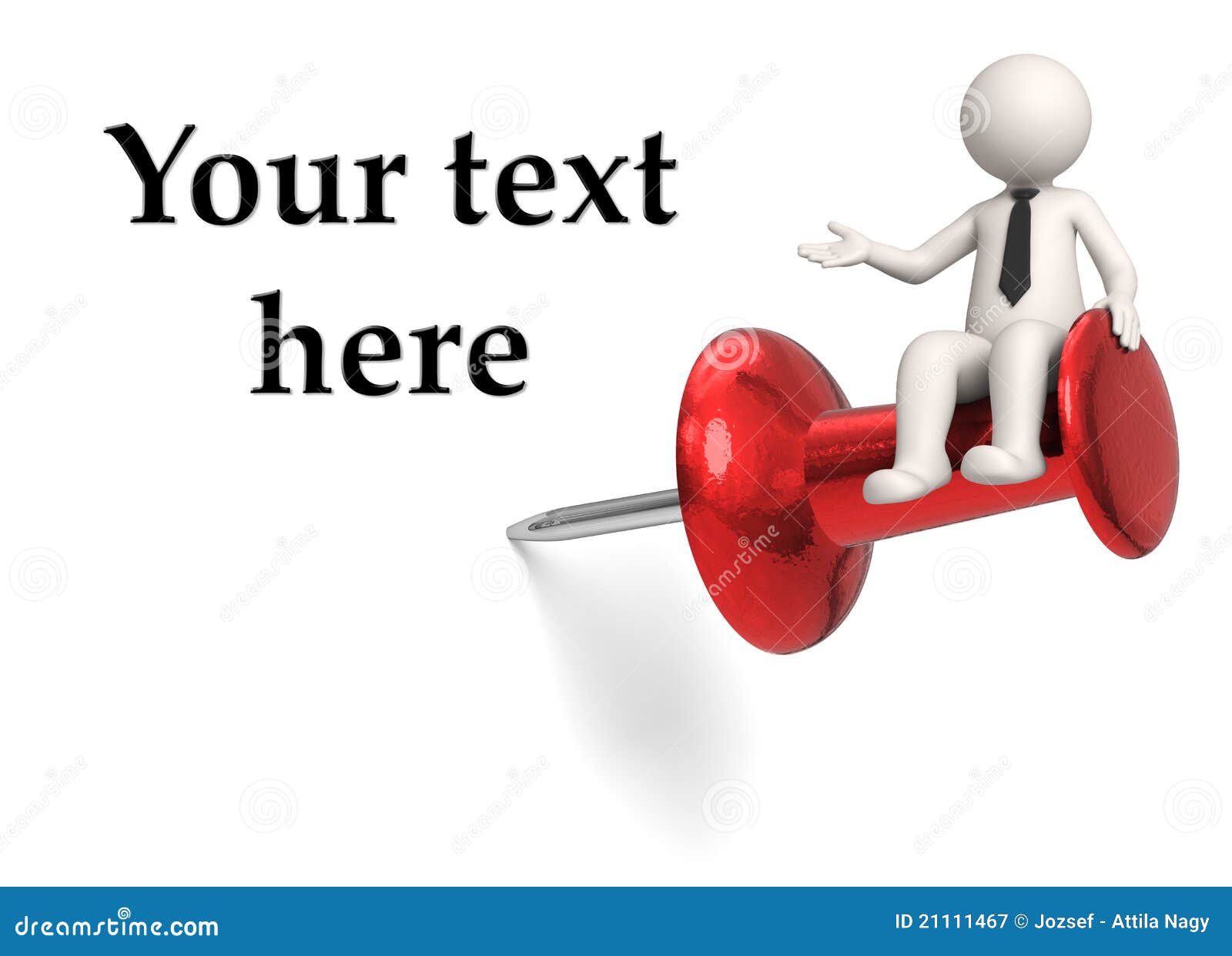 3d Business Man Sitting on Push Pin - Copyspace Stock Illustration ...