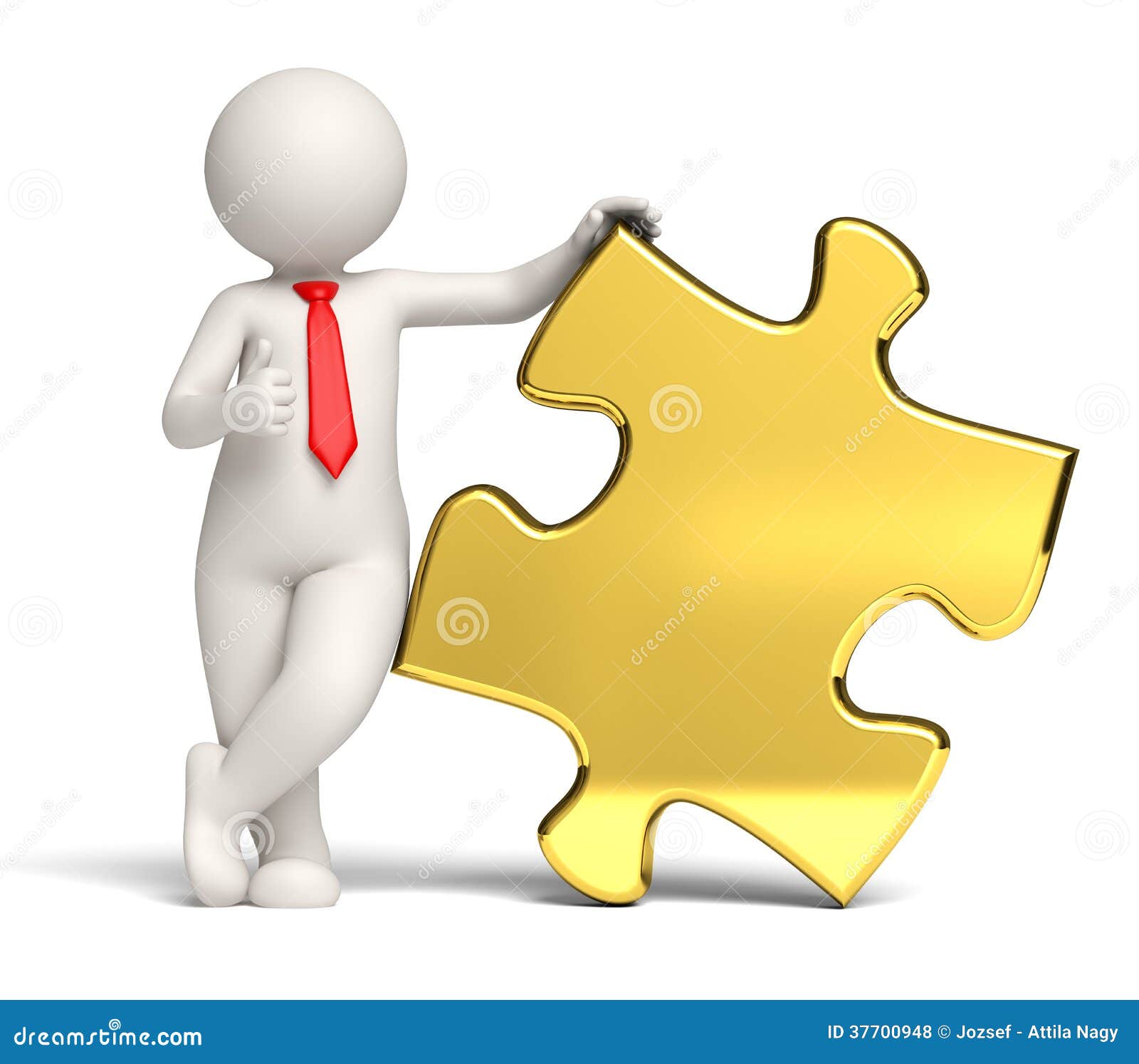 3d Business Man Thumbs Up Solution - Gold Puzzle Copyspace Stock ...