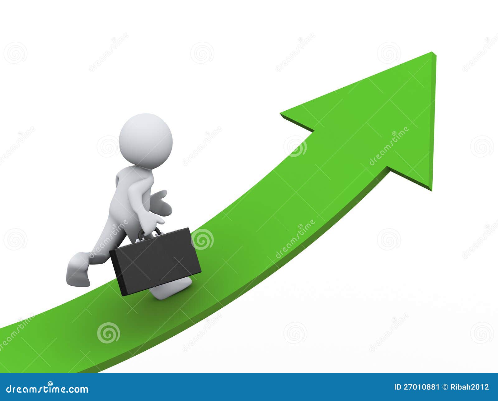 3d Businessman on Growing Arrow Stock Illustration - Illustration of ...