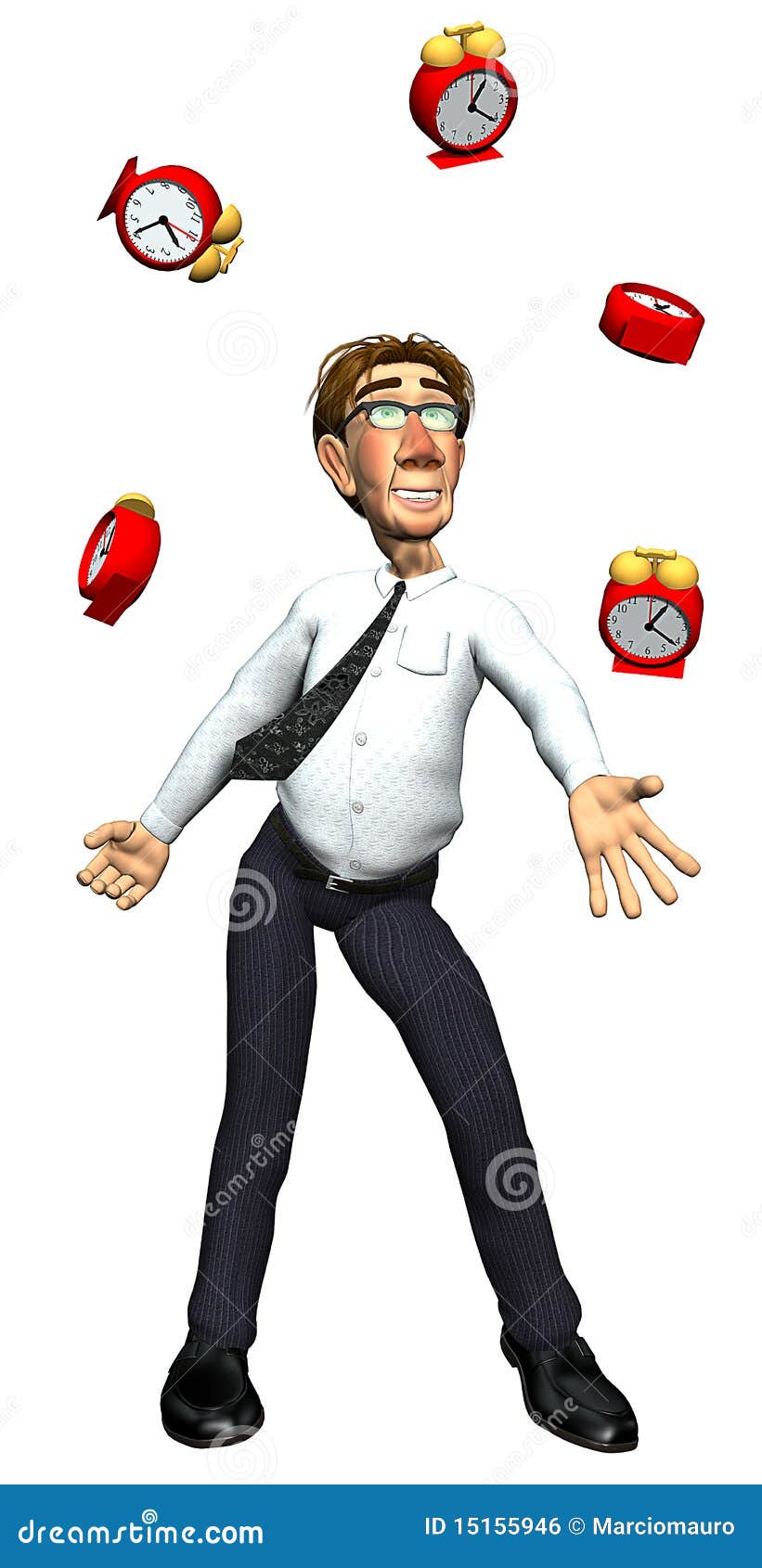 3d Businessman Juggling Time Stock Illustration - Illustration of open ...