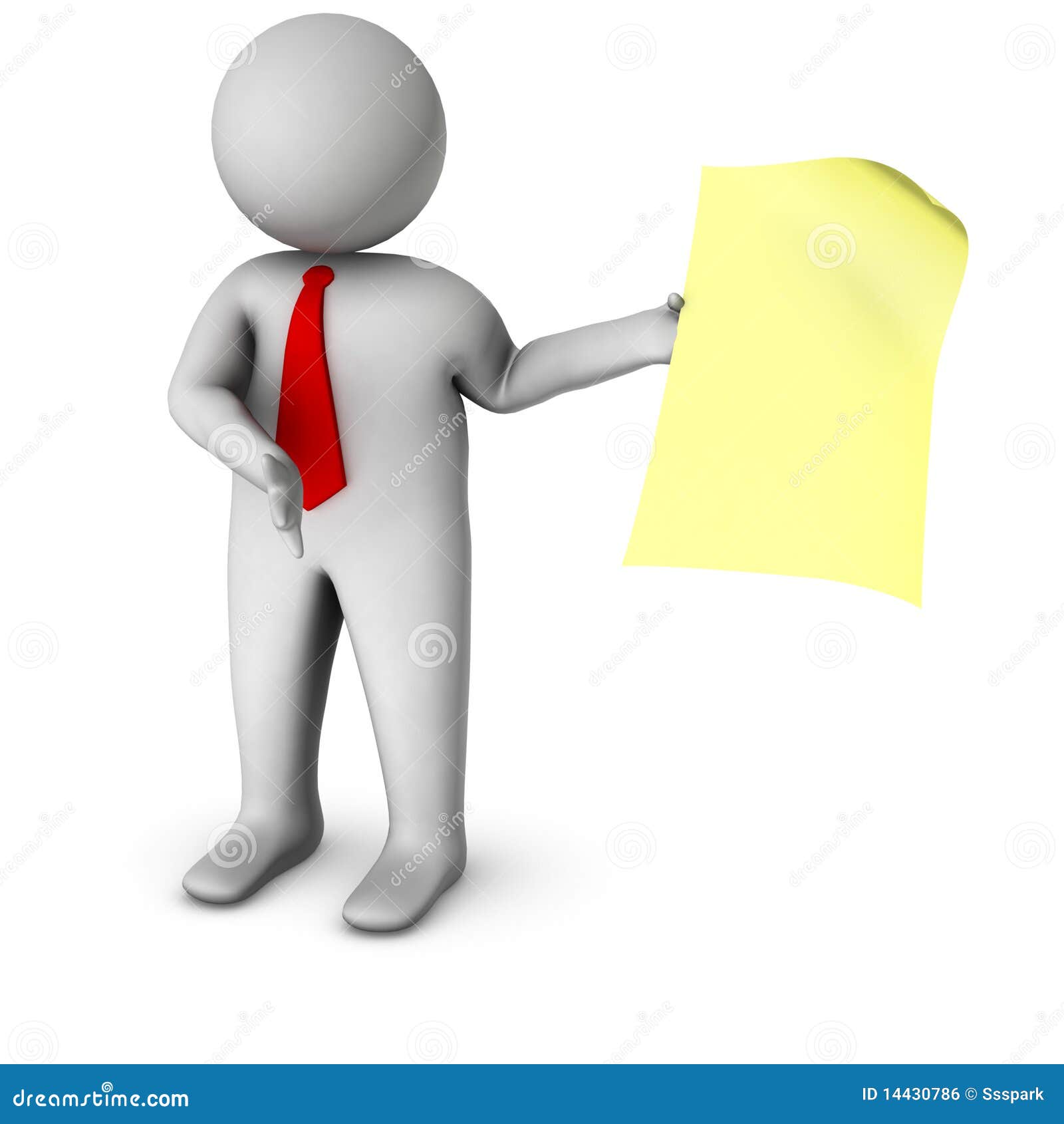 3d Businessman with Piece of Paper Stock Illustration - Illustration of ...