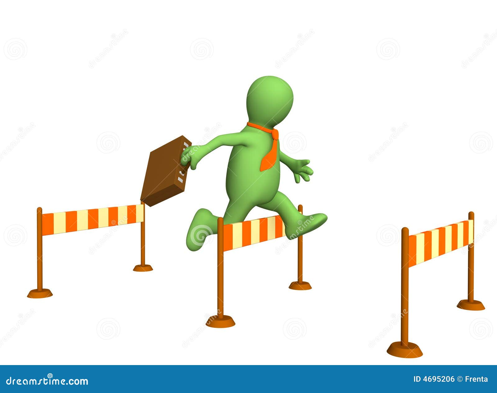 3d Businessman - Puppet, Jumping through a Barrier Stock Illustration ...
