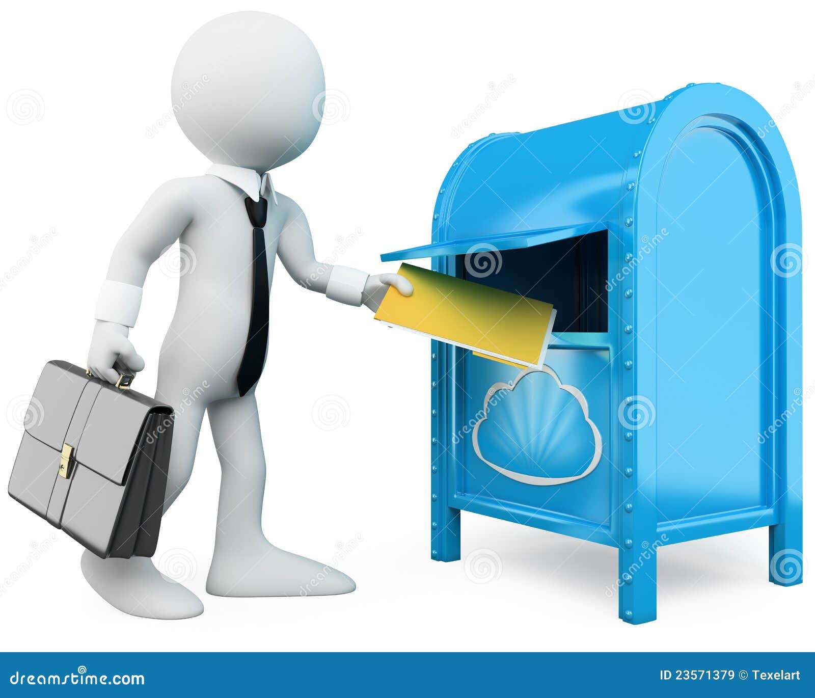 3D Businessman Sending Documents To the Cloud Stock Illustration ...