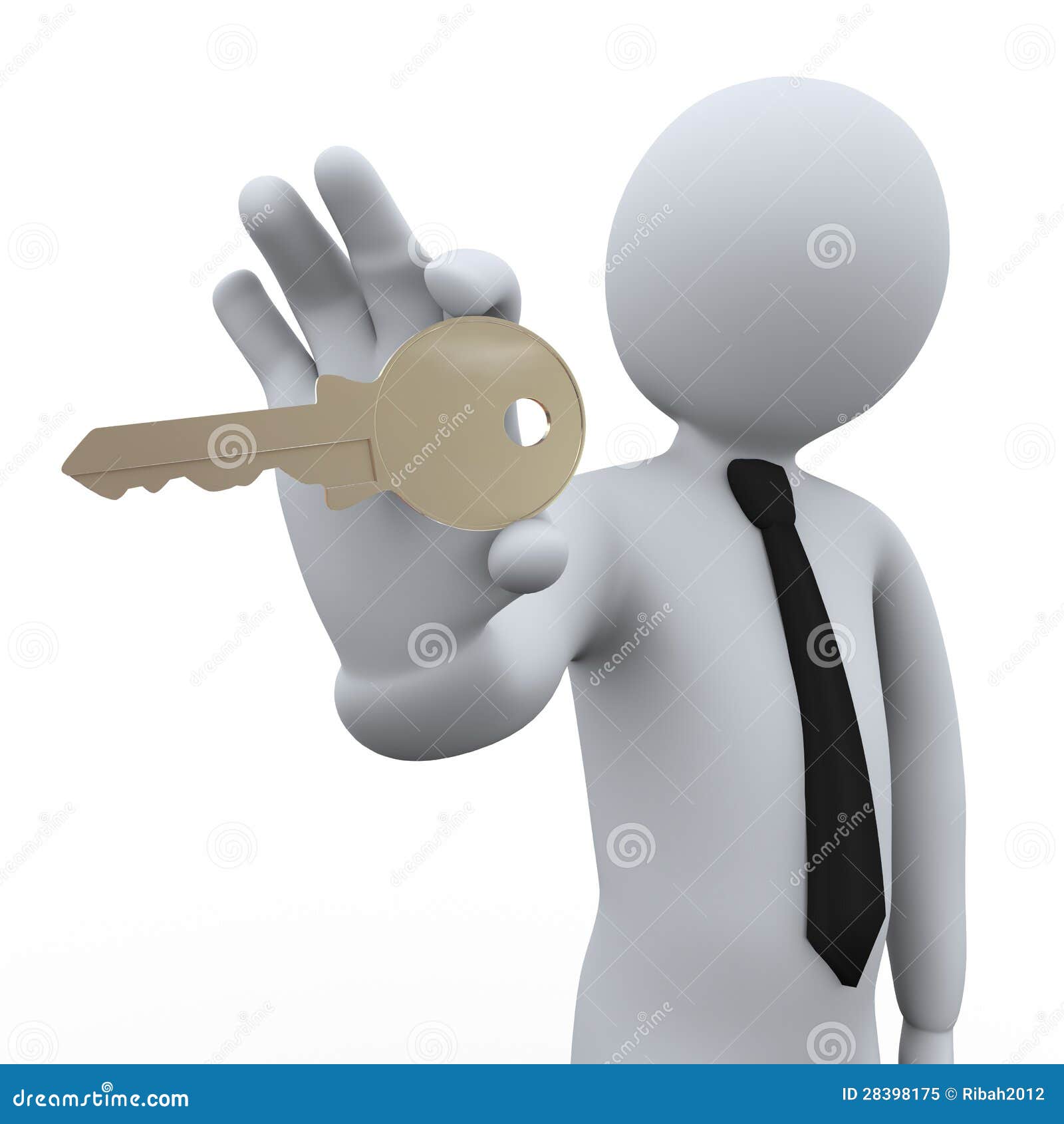 3d businessman showing key stock illustration. Illustration of ...