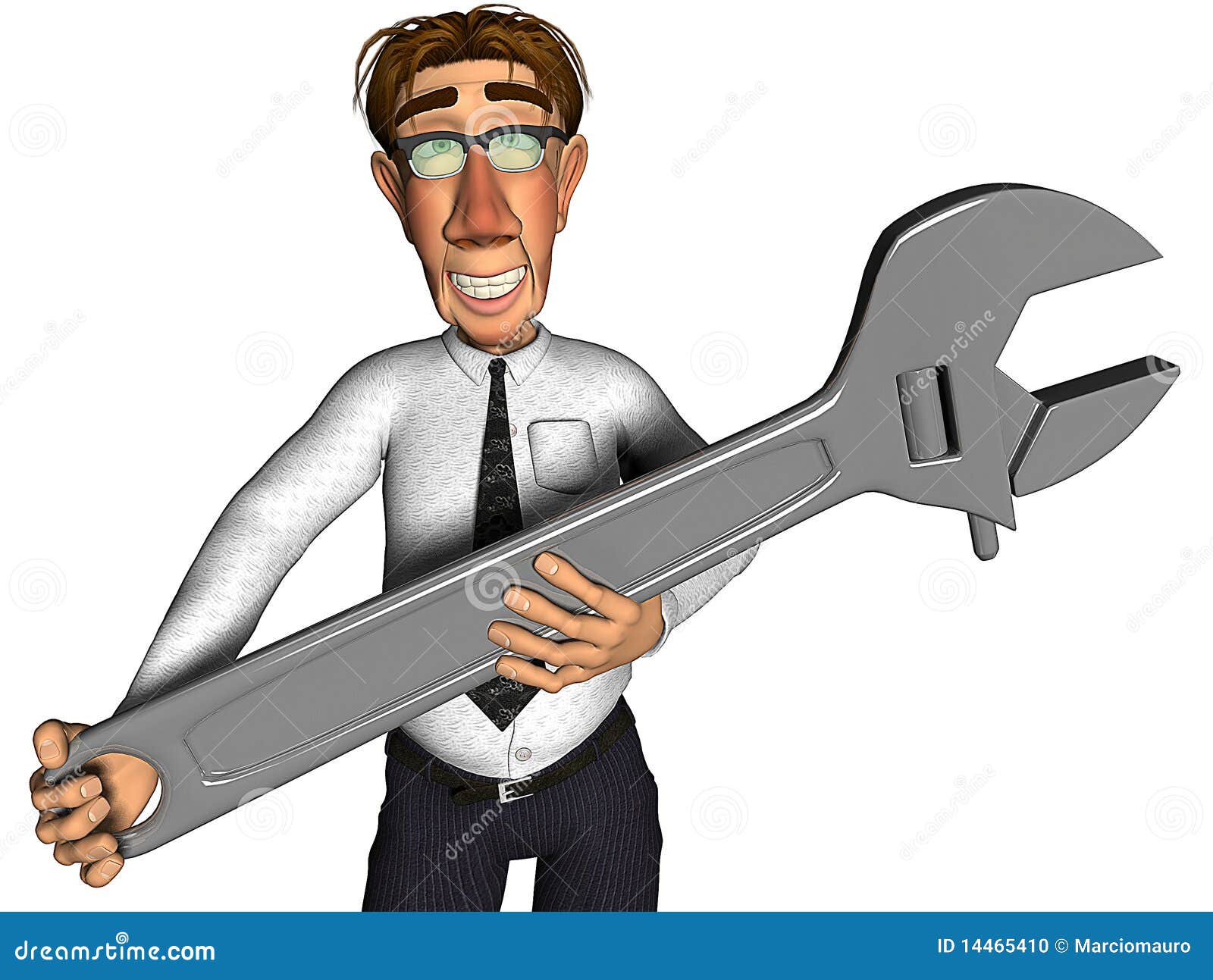 3d Businessman Spanner Cartoon Stock Illustration - Illustration of ...