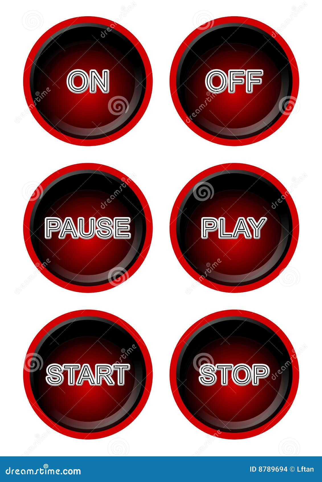 3D Buttons stock illustration. Illustration of play, icon - 8789694