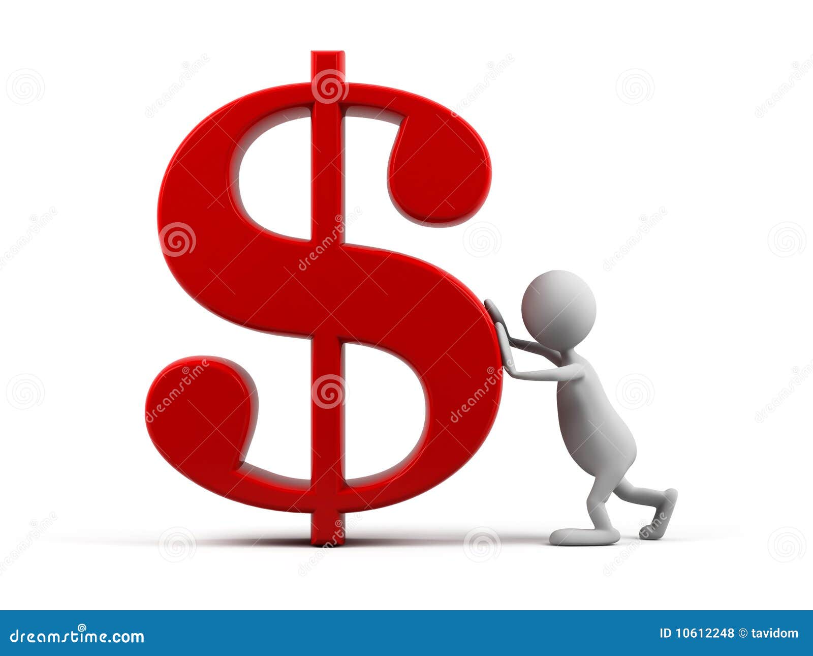 3d Cartoon Man with Dollar Symbol. Stock Illustration - Illustration of ...