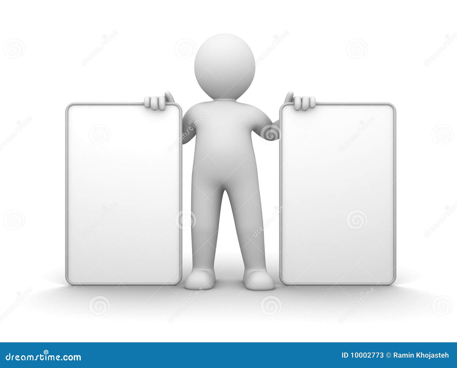 3D Character and Blank Board Stock Illustration - Illustration of empty ...