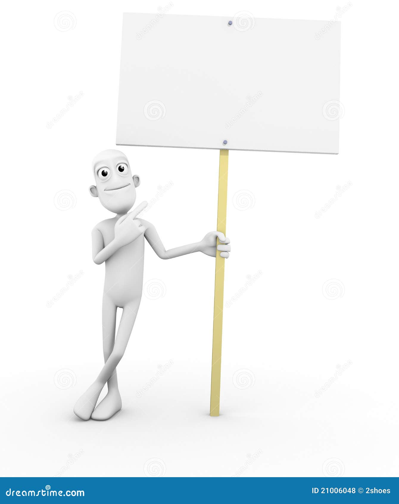 3D Character with Blank Sign Stock Illustration - Illustration of ...