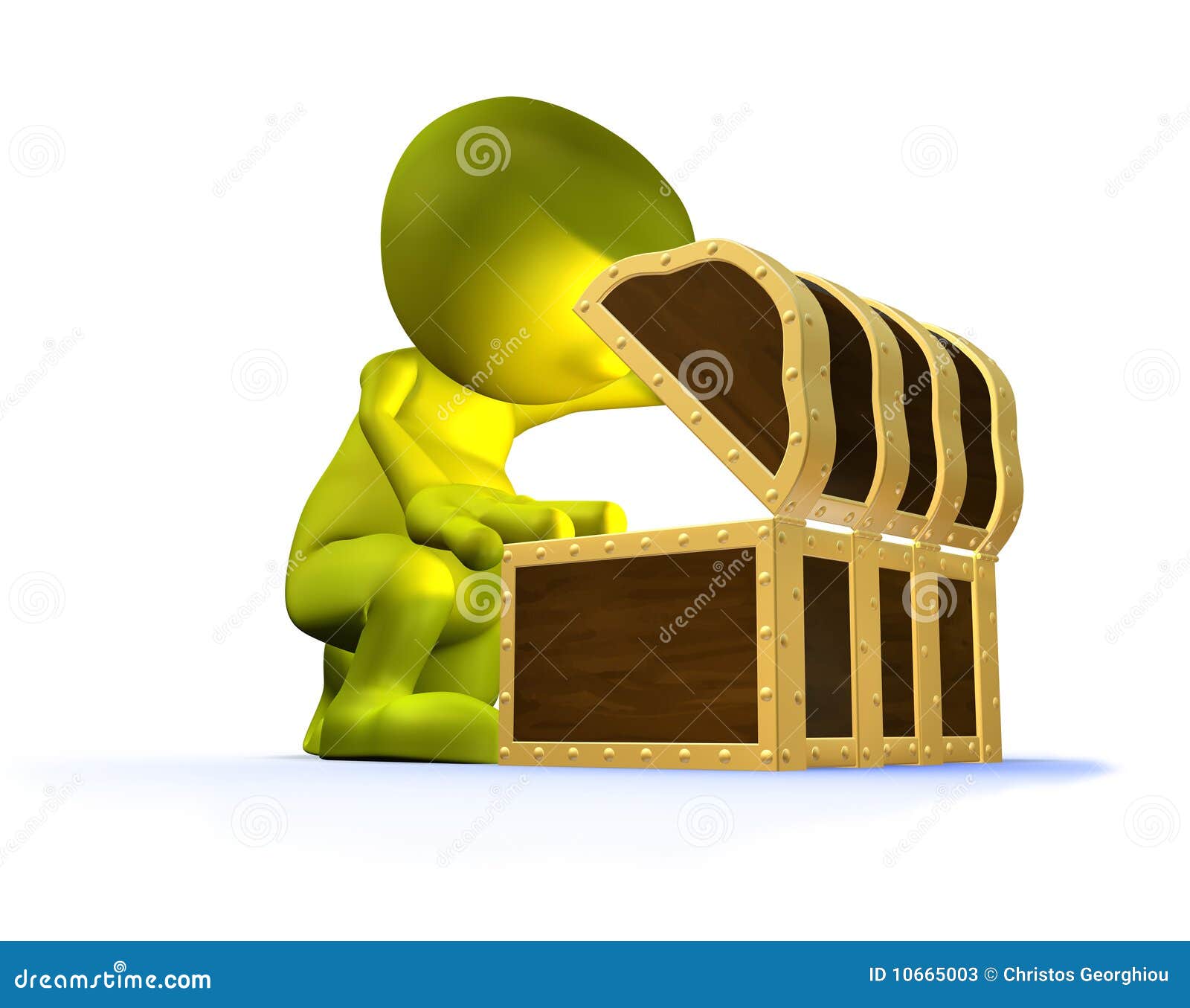 3d Character Discovering an Unseen Treasure Stock Illustration ...
