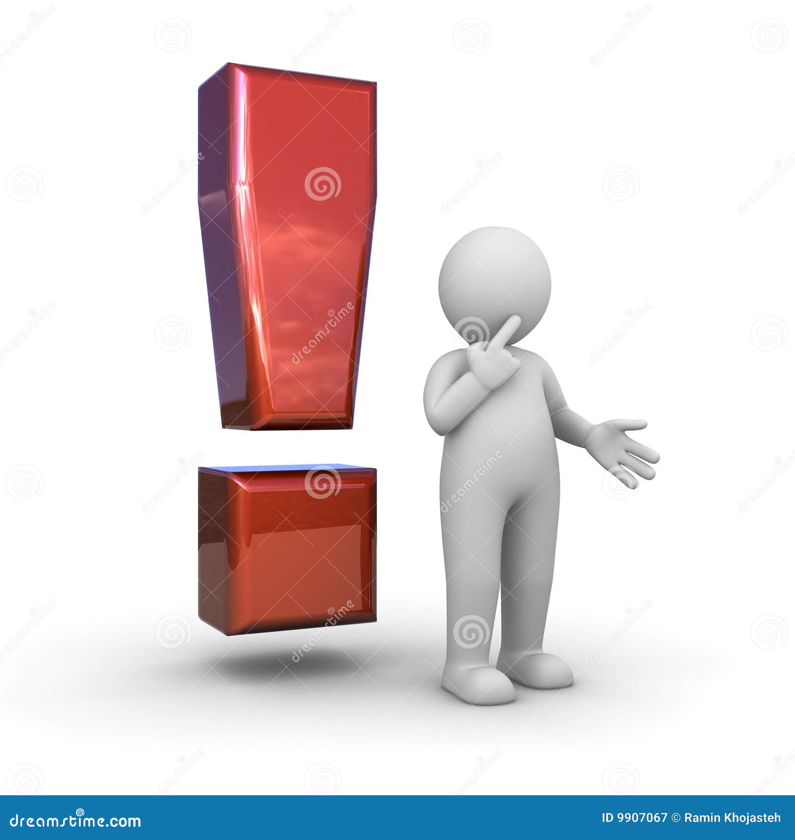 3D Character and Exclamation Mark Stock Illustration - Illustration of ...