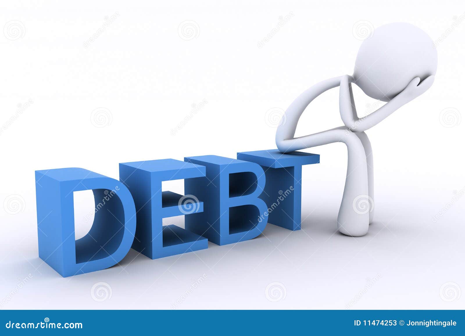 3D Character with Head in Hands. Debt Stock Illustration - Illustration ...