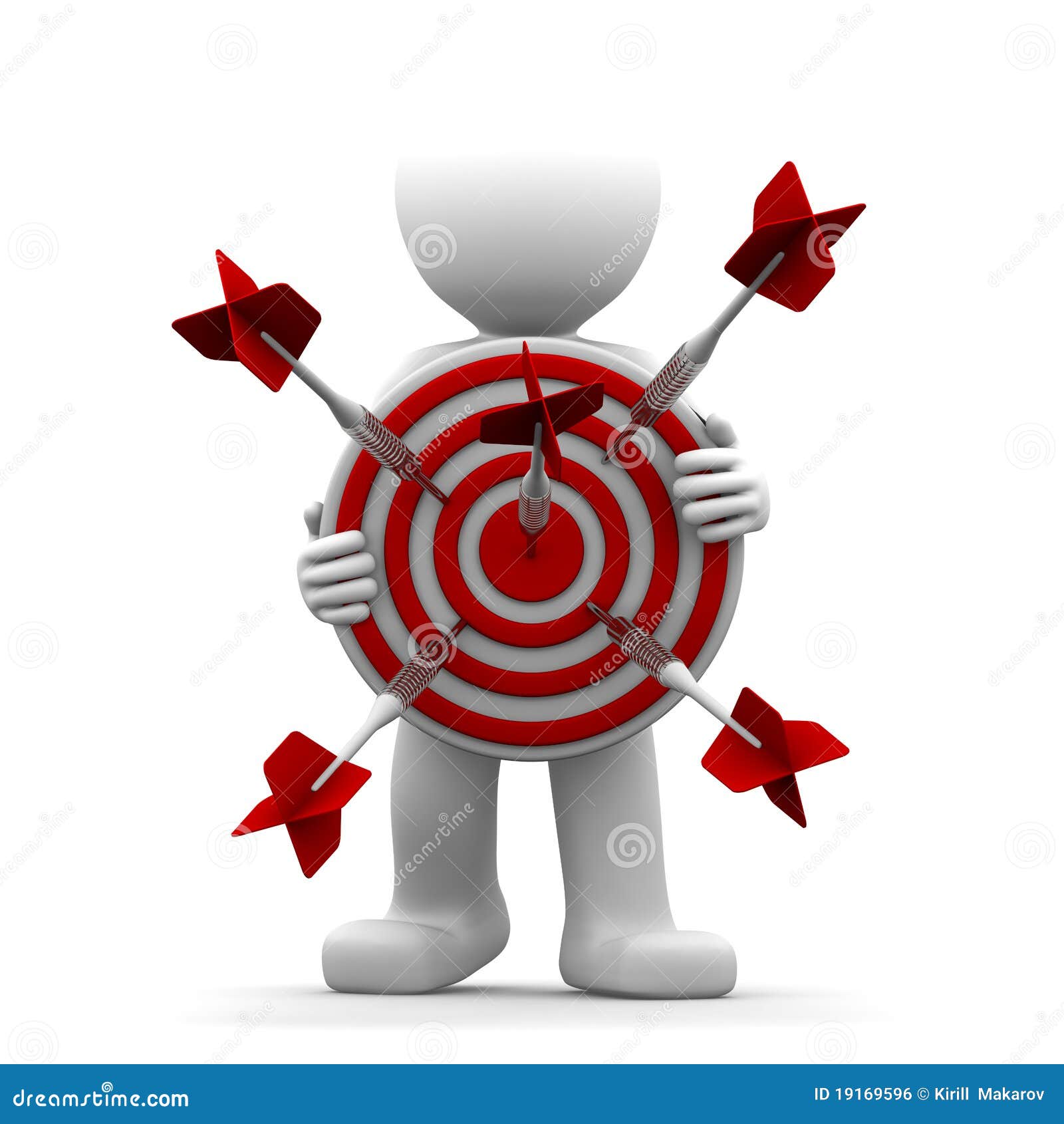 3d Character Holding a Red Archery Target Stock Illustration ...
