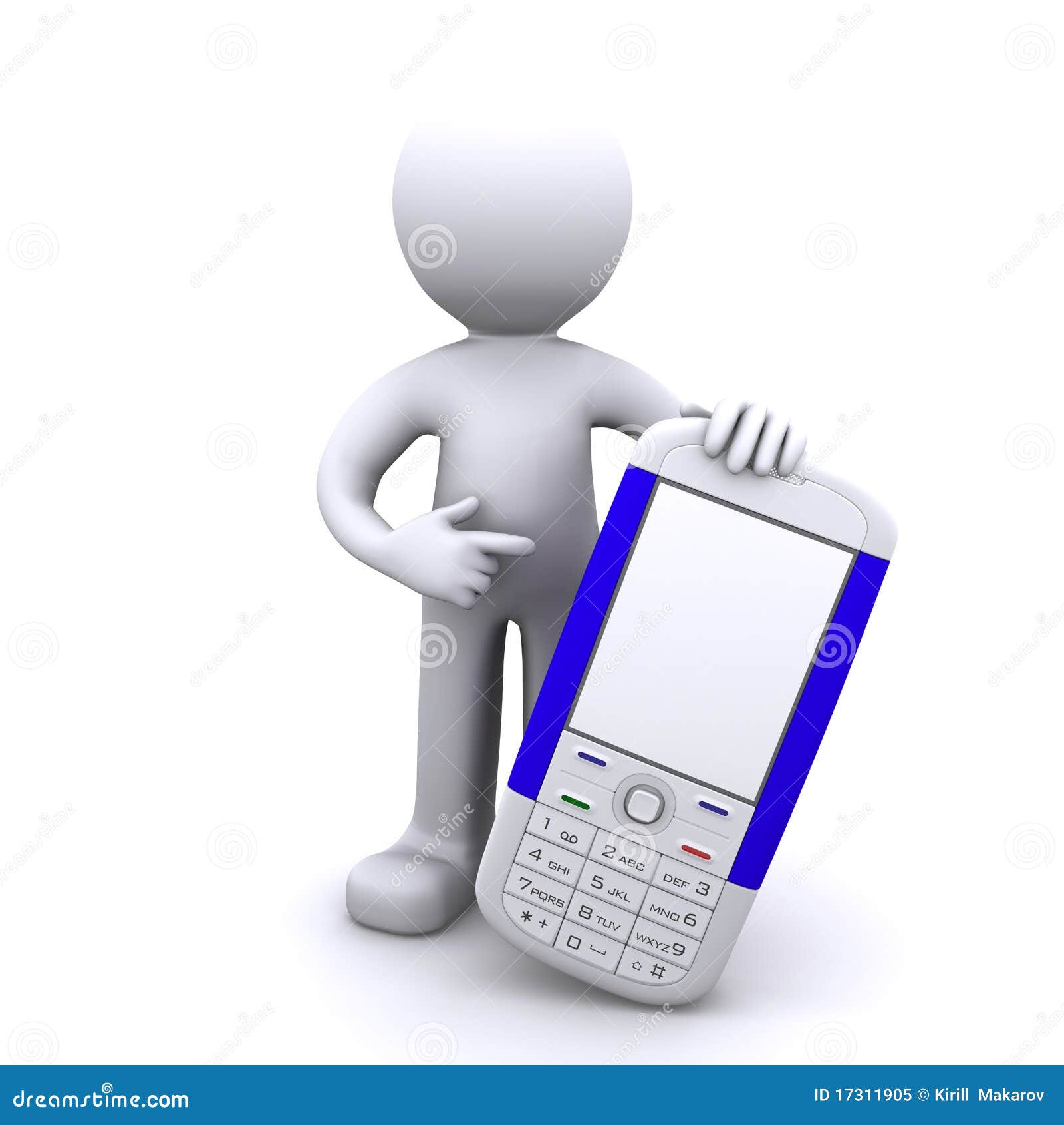 3d Character with Mobile Phone Stock Illustration - Illustration of ...