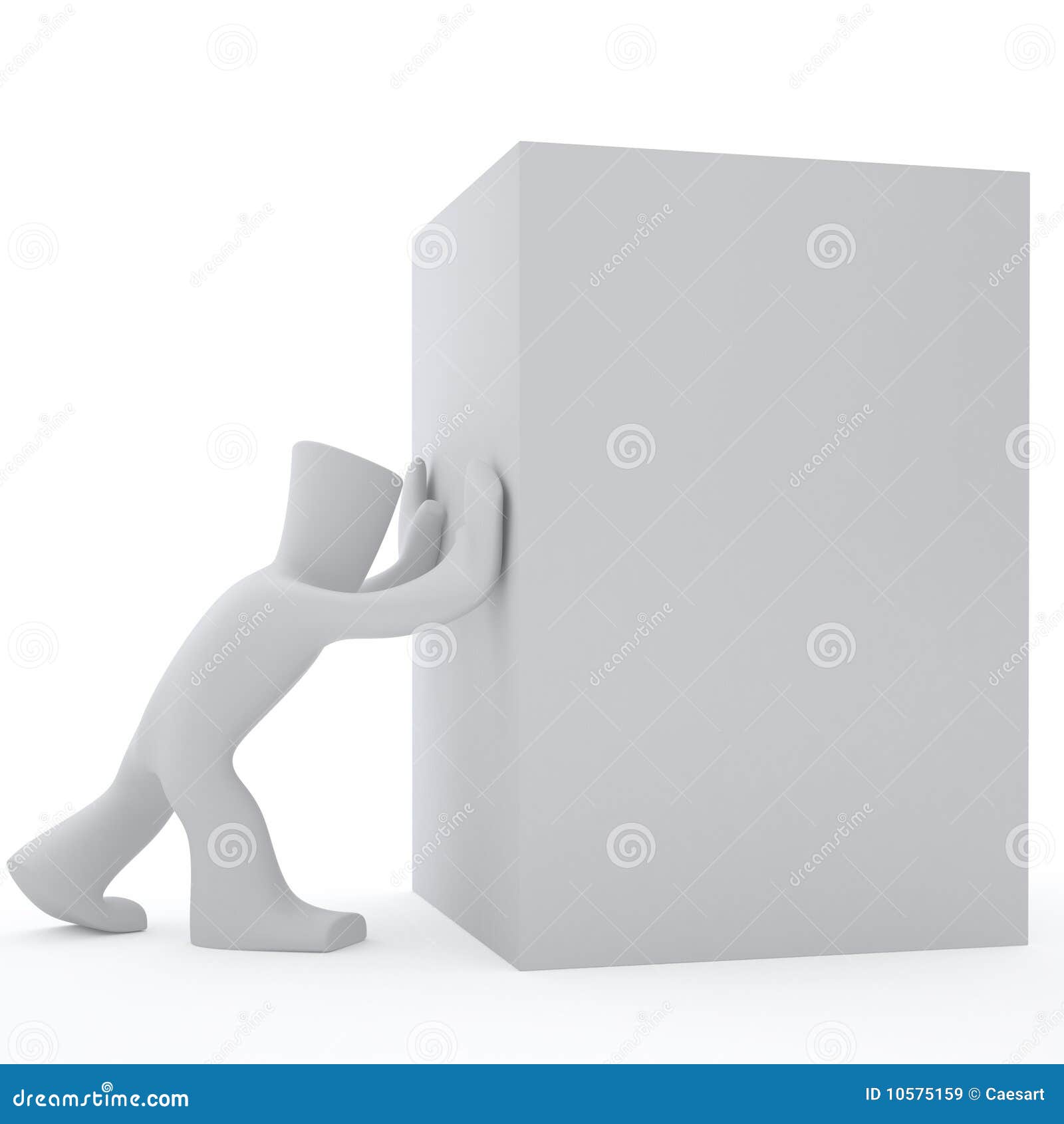 3d Character Push White Box Stock Illustration - Illustration of blank ...