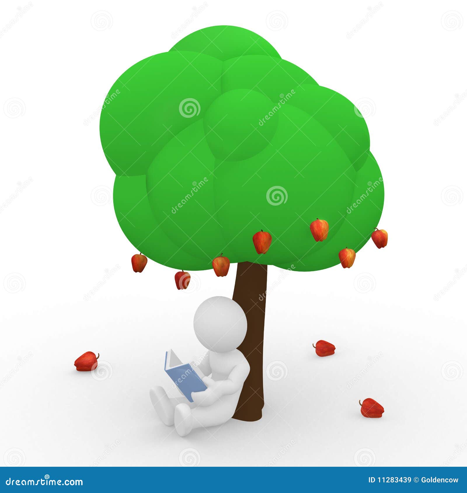 3D character reading book stock illustration. Illustration of tree ...