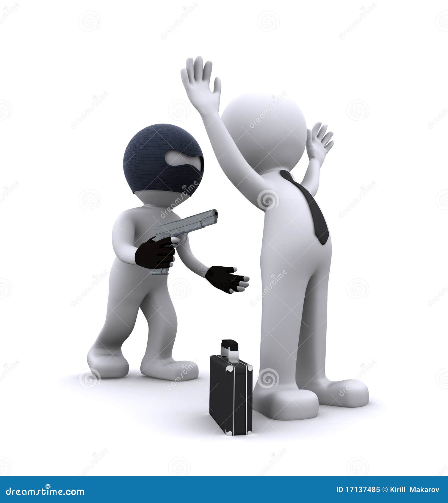3d Character Robbing a Businessman Stock Illustration - Illustration of ...