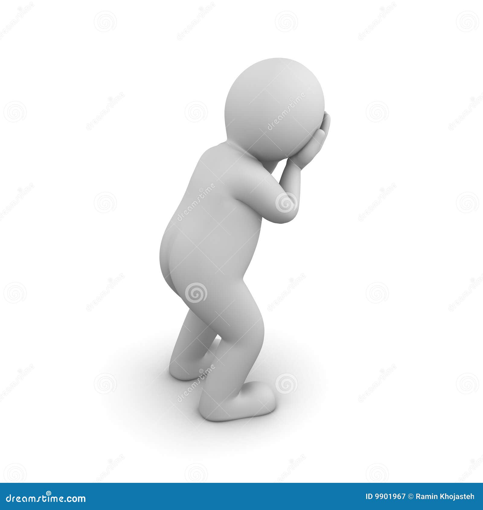 3D Character and Sadness stock illustration. Illustration of render ...