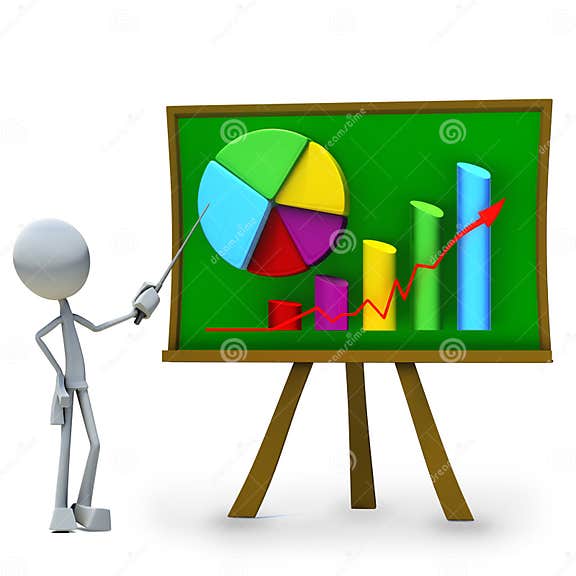 3D Character Showing Bar Chart Stock Illustration - Illustration of ...