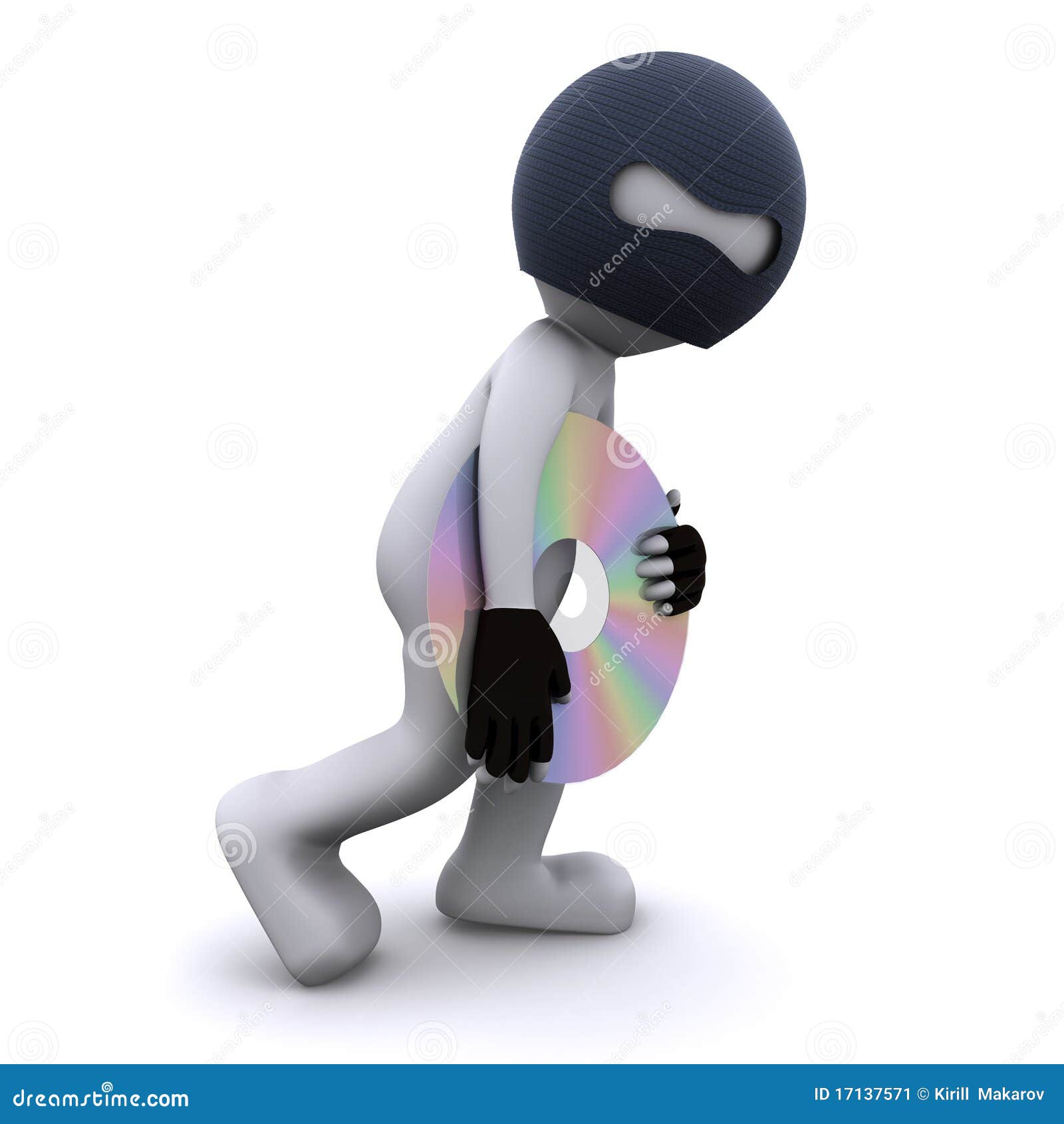 3d Character Stealing Cd. Computer Piracy Concept Stock Illustration ...
