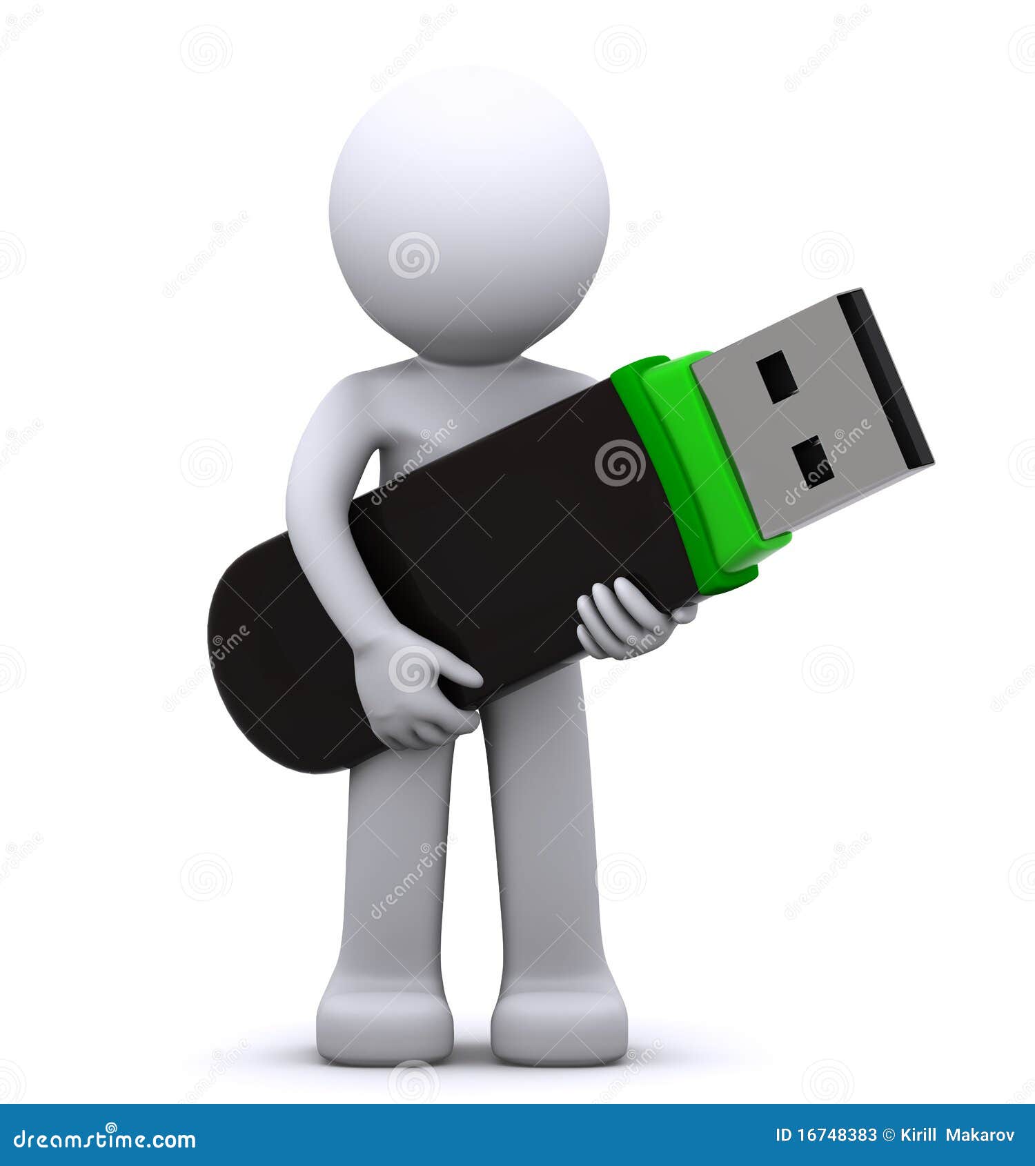 3d Character with Usb Flash Drive Stock Illustration - Illustration of ...