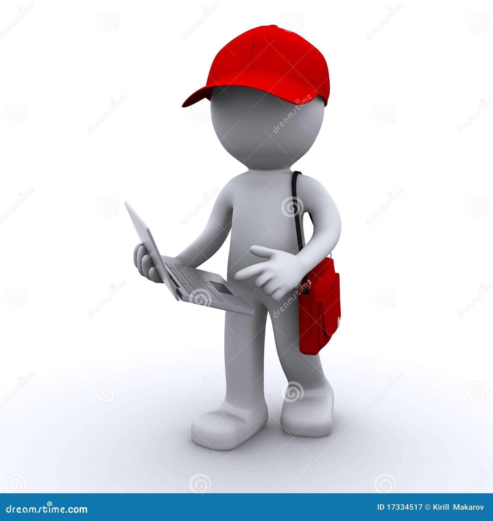 3d Character Walking with Laptop Stock Illustration - Illustration of ...