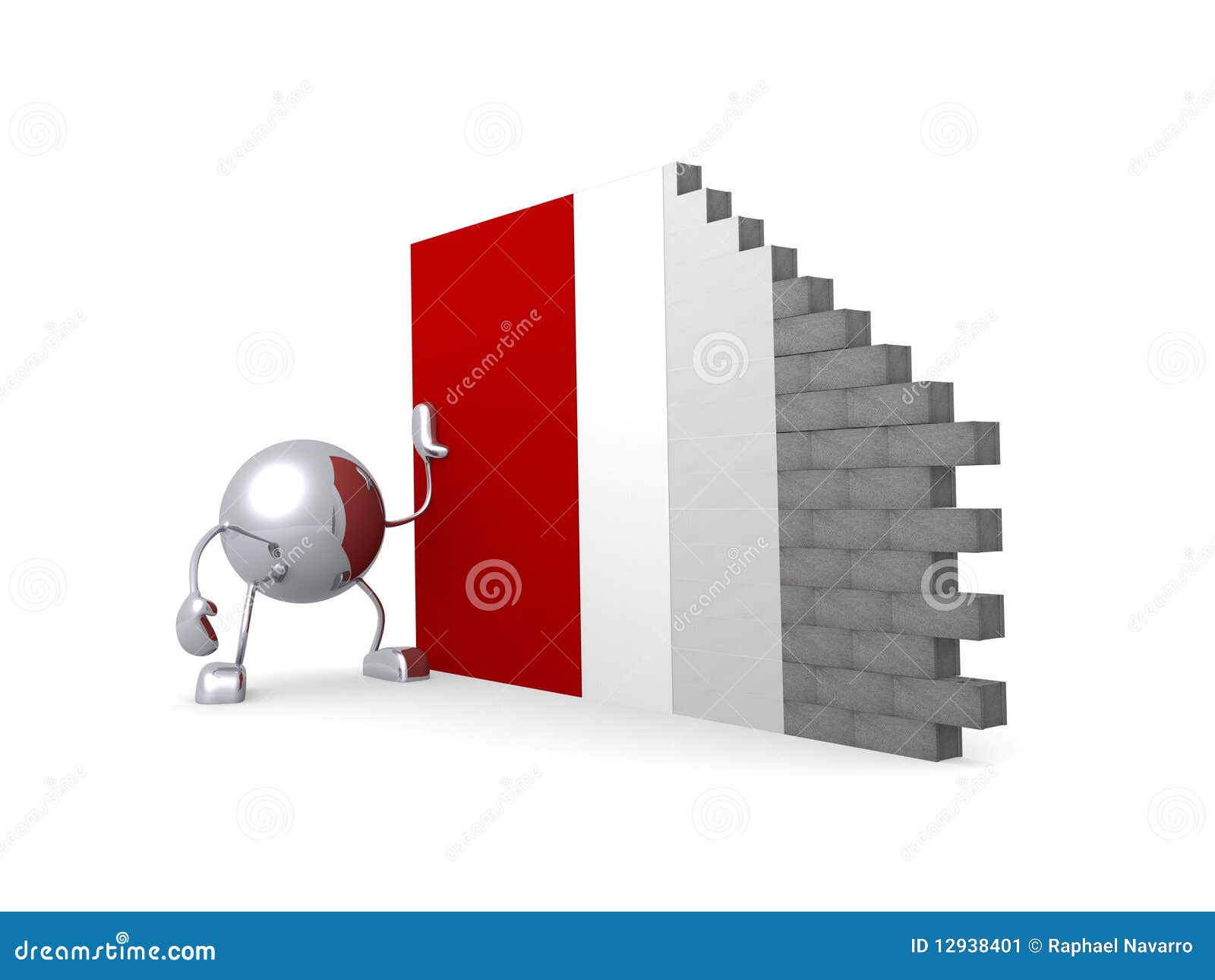 3d character and a wall stock illustration. Illustration of person ...