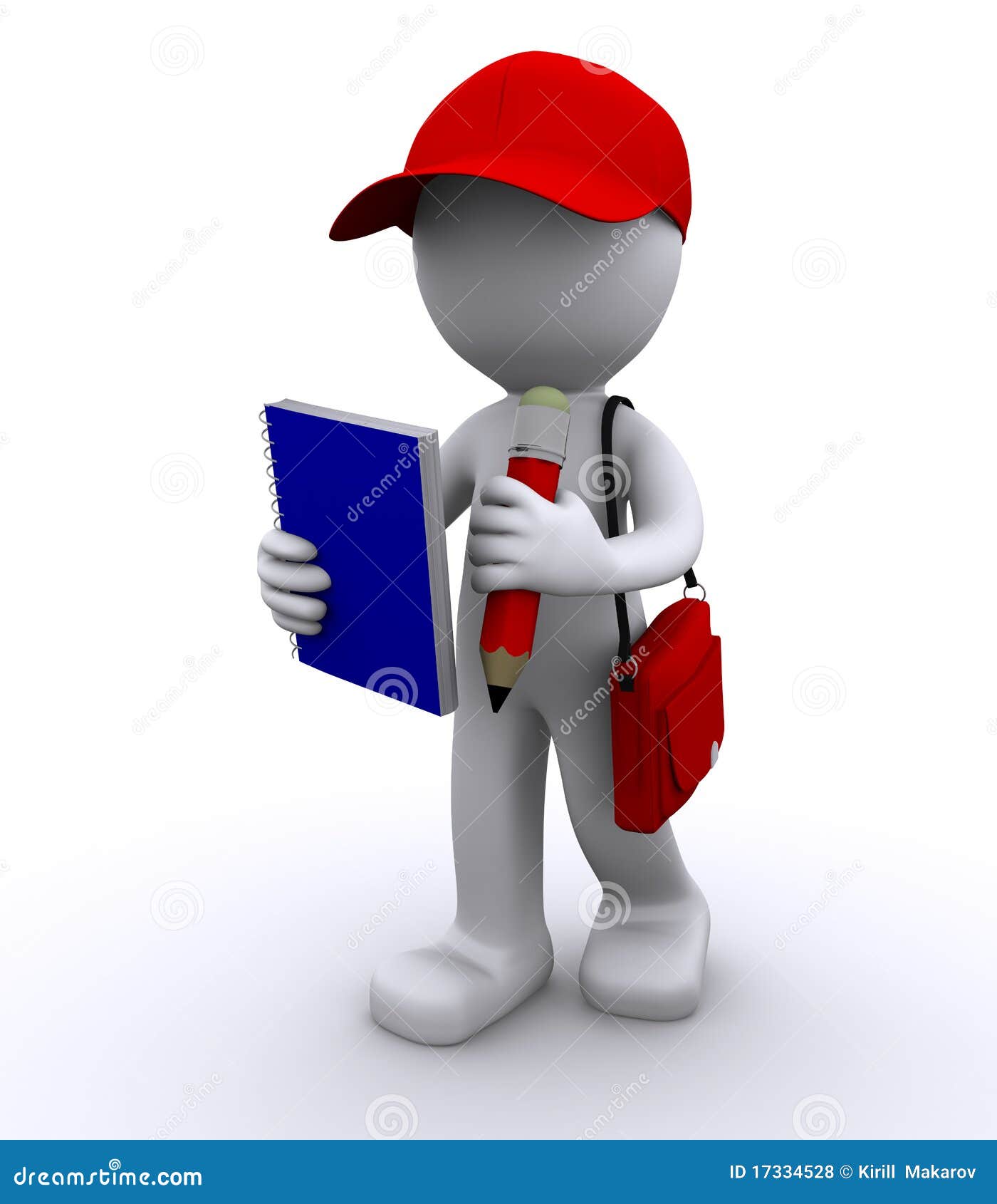 3d Character Writing in Notepad Stock Illustration - Illustration of ...