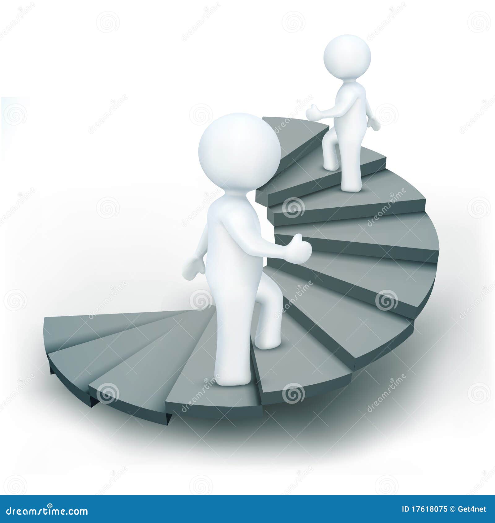 Two 3D Characters Climbing On Different Types Of Ladders Stock Photo ...