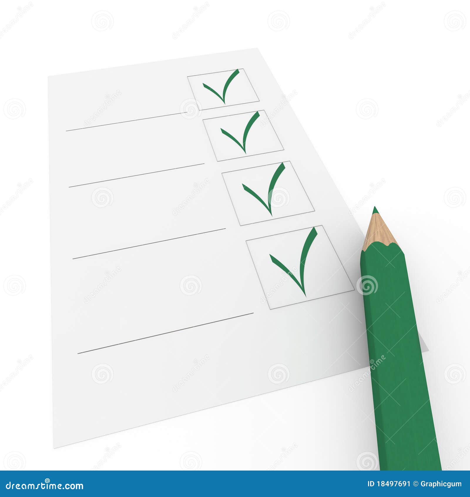 3d check box green pencil stock illustration. Illustration of finances ...