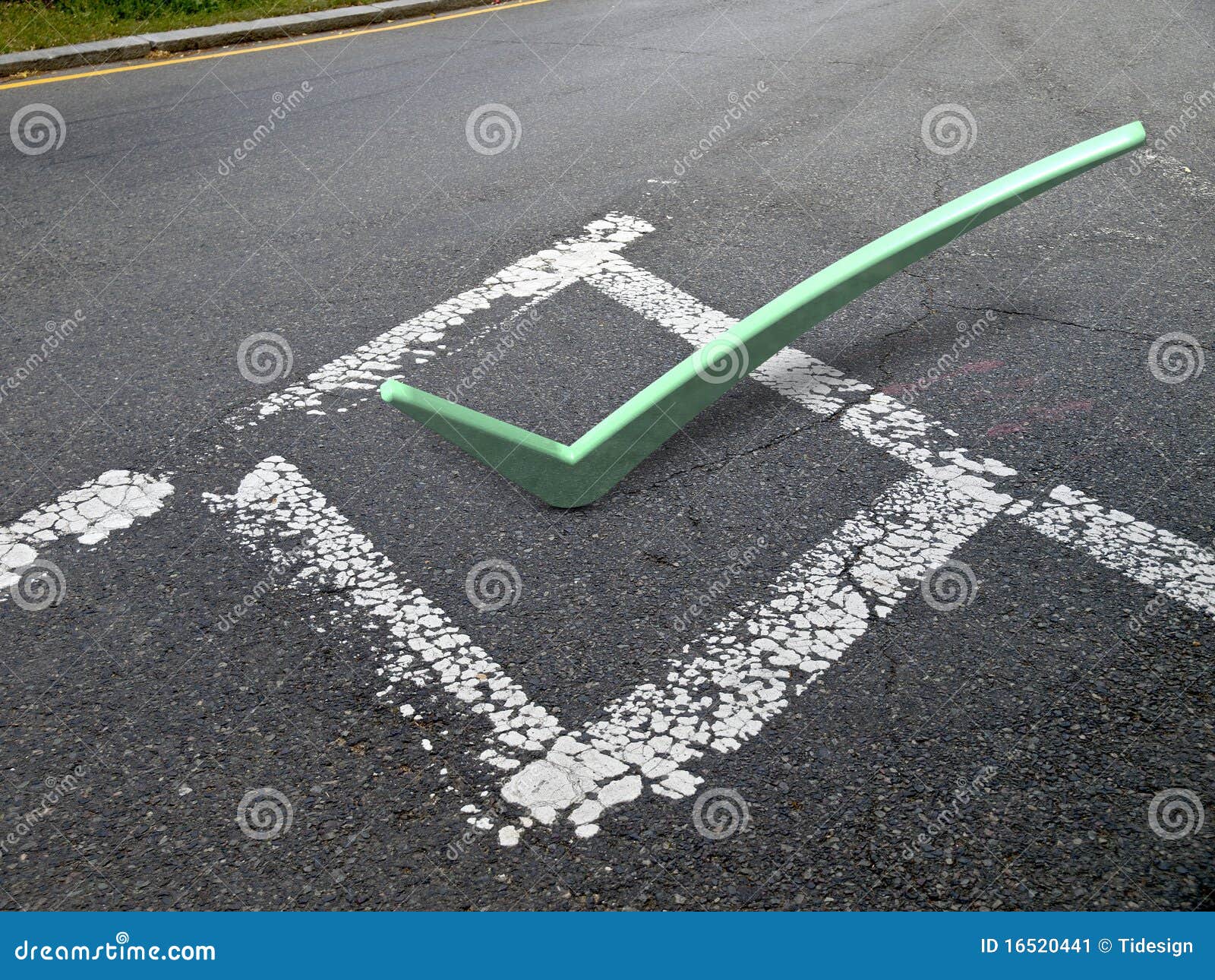 3d check mark on pavement stock illustration. Illustration of highway ...
