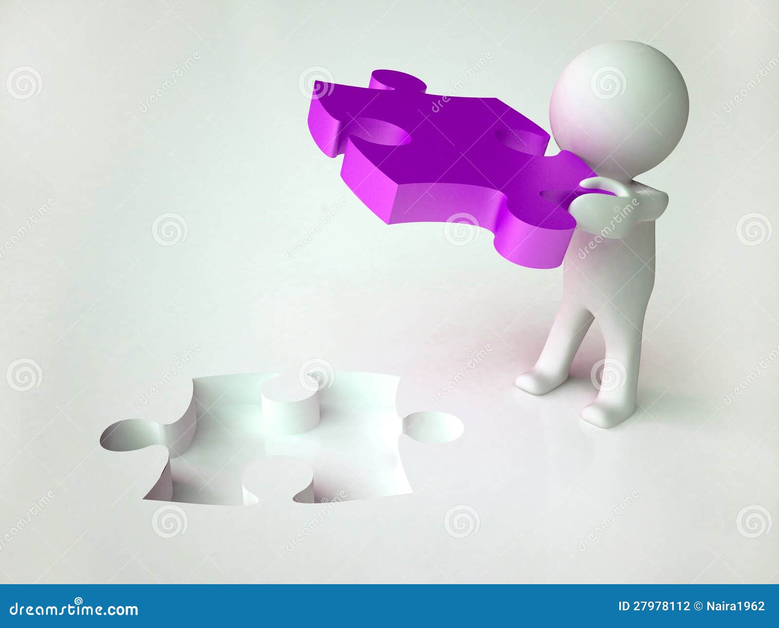 3D Child with Violet Jigsaw Puzzle Stock Illustration - Illustration of ...