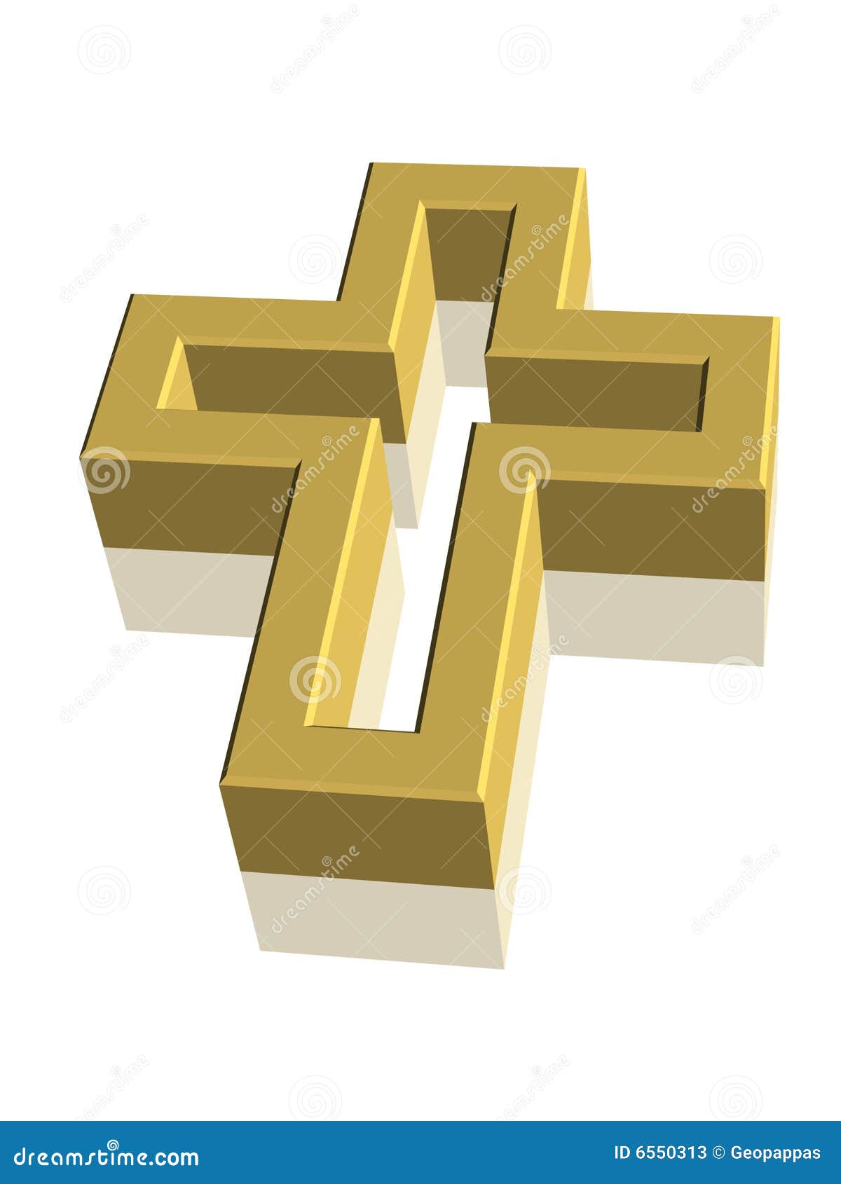 3D Christian Cross Crucifix Stock Illustration - Illustration of yellow ...