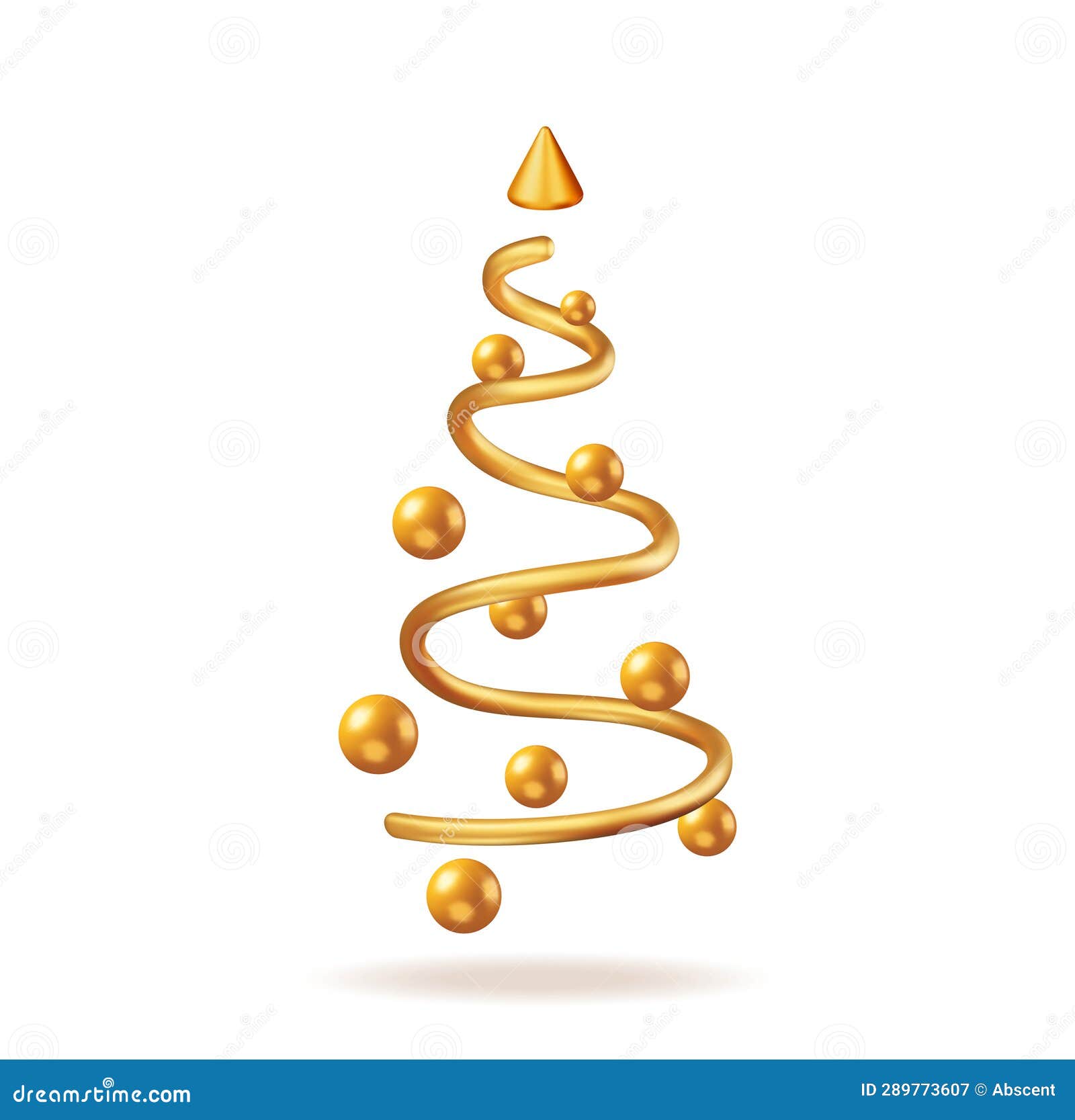 3D Christmas Tree with Gold Spiral and Balls Stock Vector ...