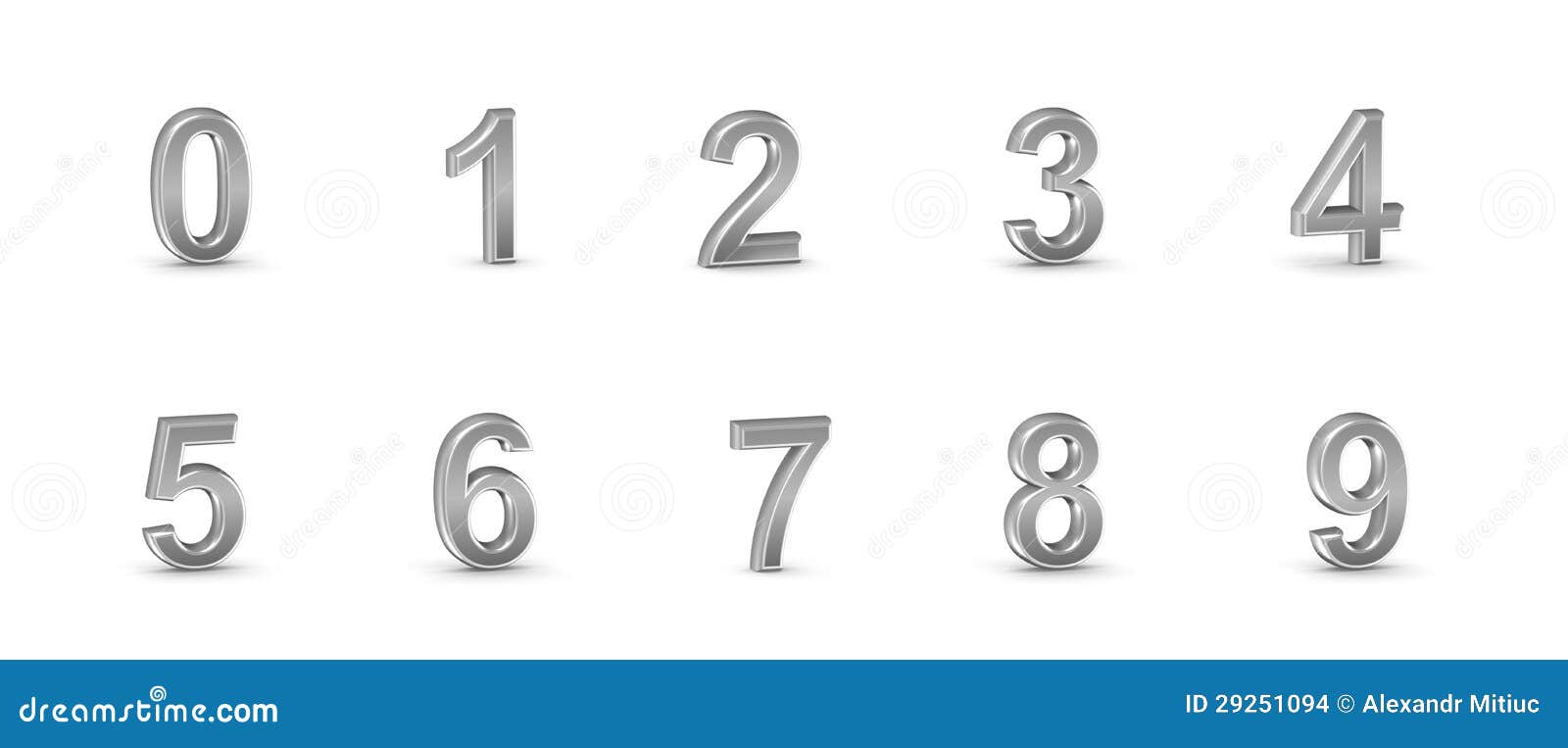 3D chrome numbers set. stock illustration. Illustration of four - 29251094