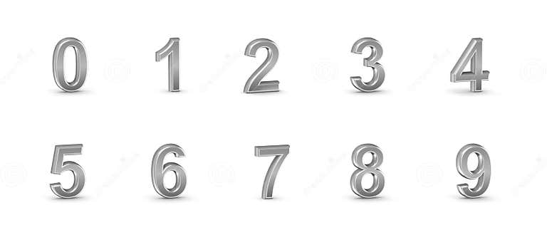 3D chrome numbers set. stock illustration. Illustration of four - 29251094