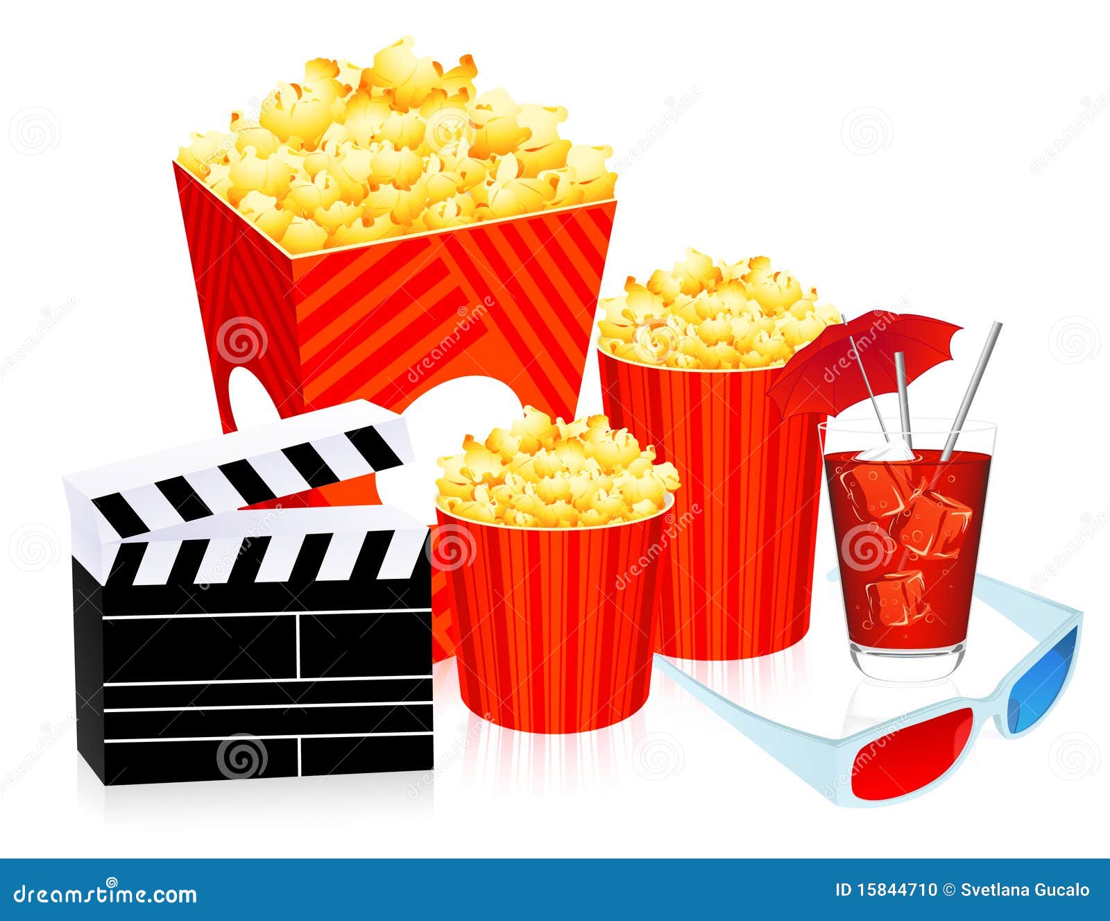 3D cinema objects stock vector. Illustration of icon - 15844710