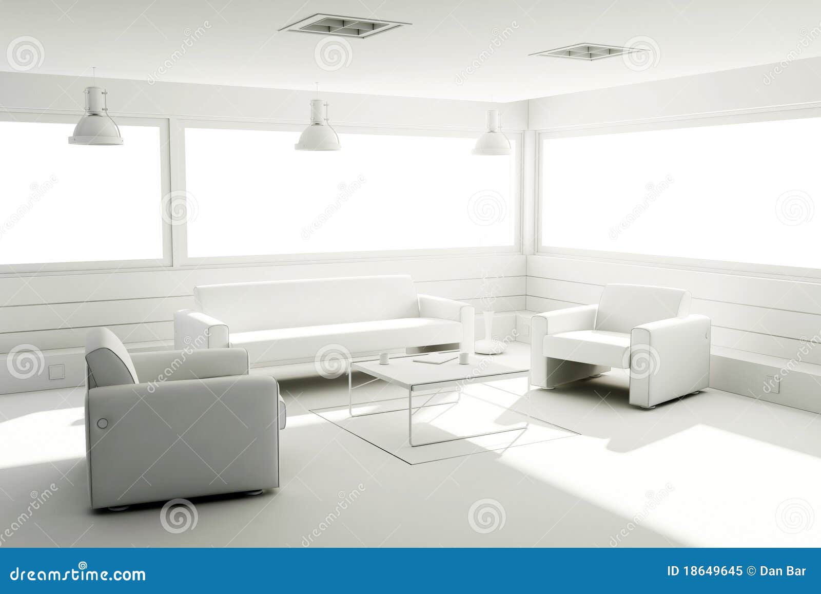 3d Clay Render of a Modern Interior Stock Illustration - Illustration ...