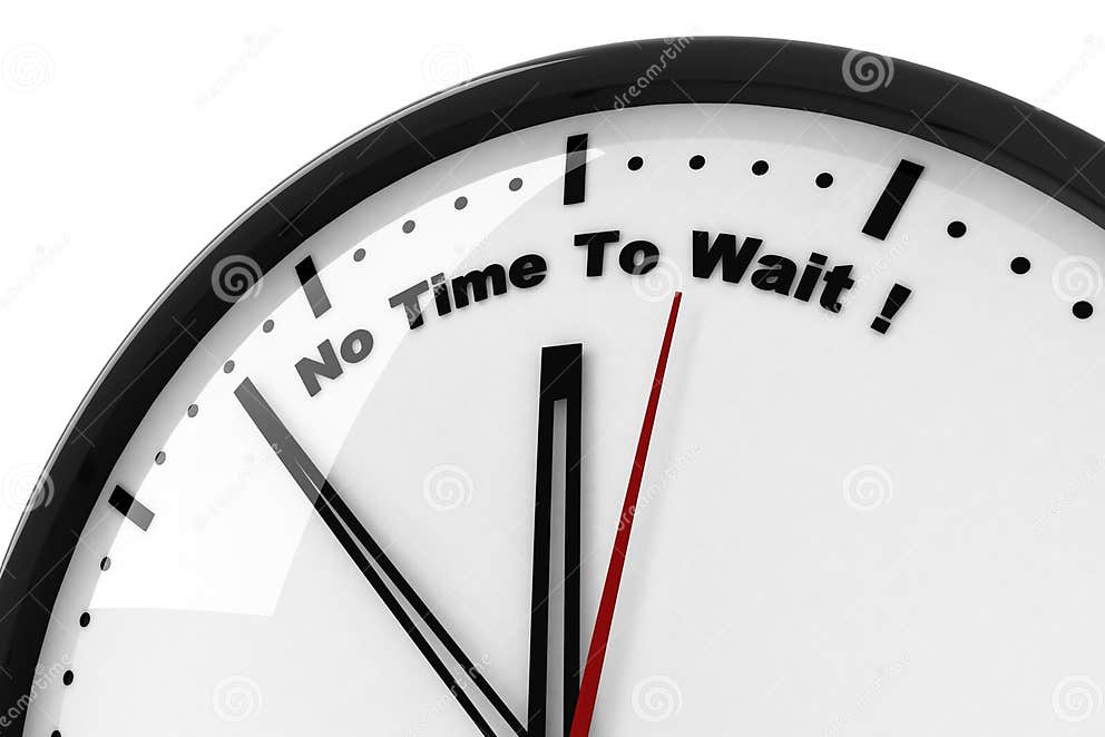 3d Clock and No Time To Wait Stock Illustration - Illustration of line ...