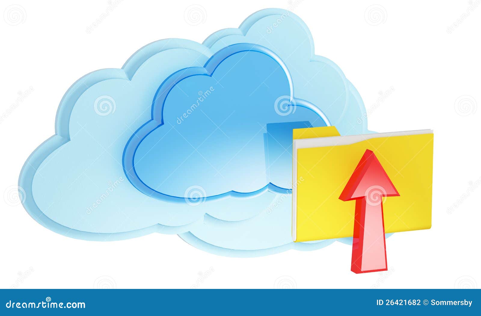 3d Cloud Computing Icon with Folder and Arrow Stock Illustration ...