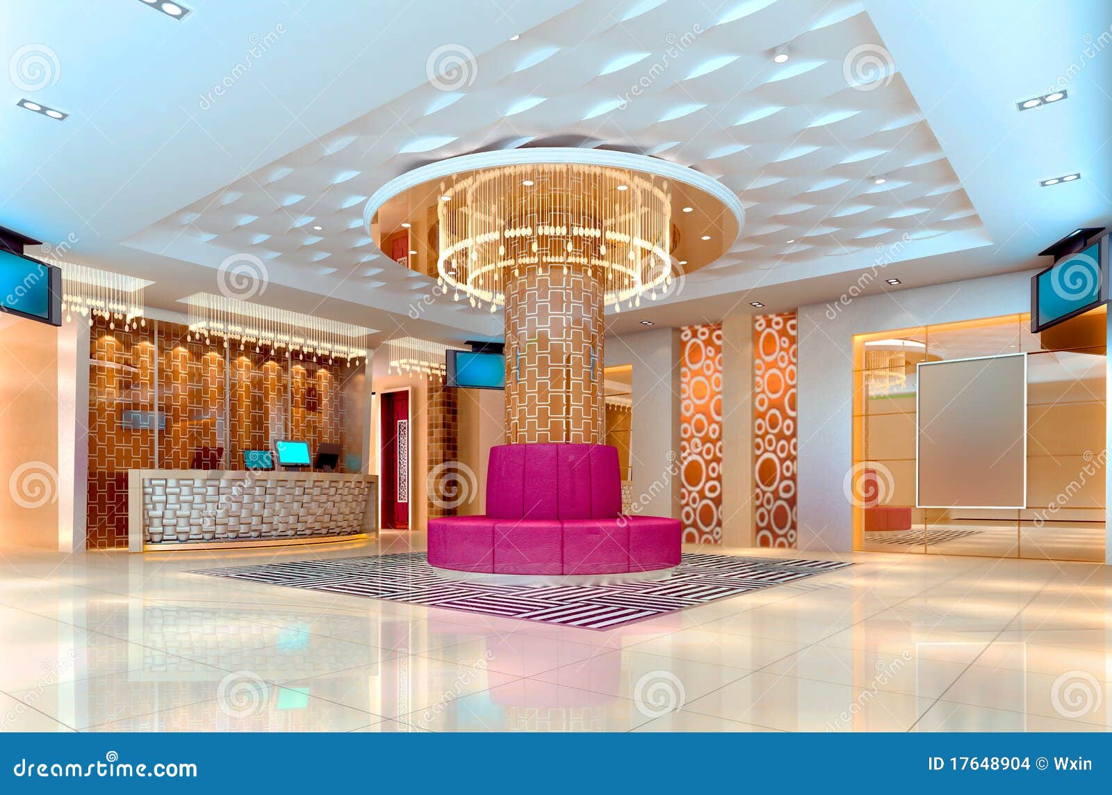 3D club corridor, hall stock illustration. Illustration of hallway ...