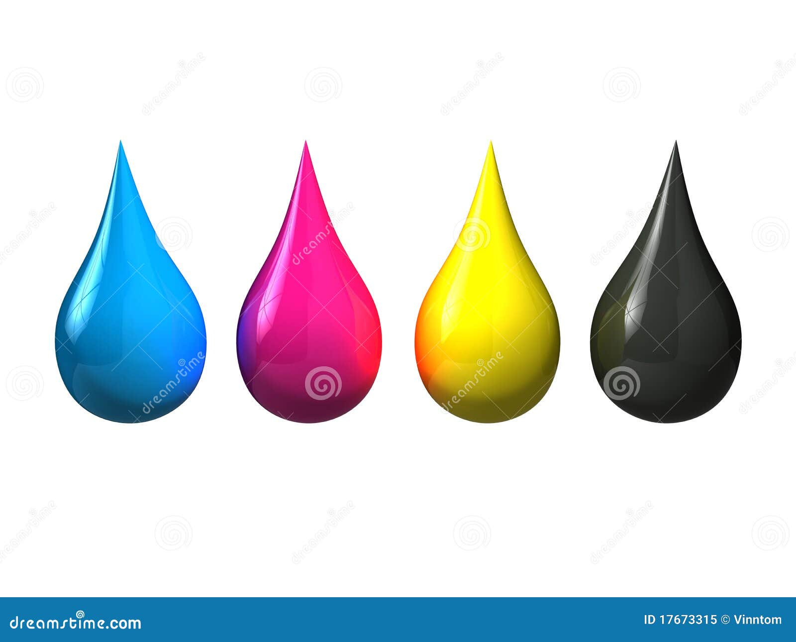 3D CMYK Ink Drops Royalty Free Stock Photo - Image: 17673315