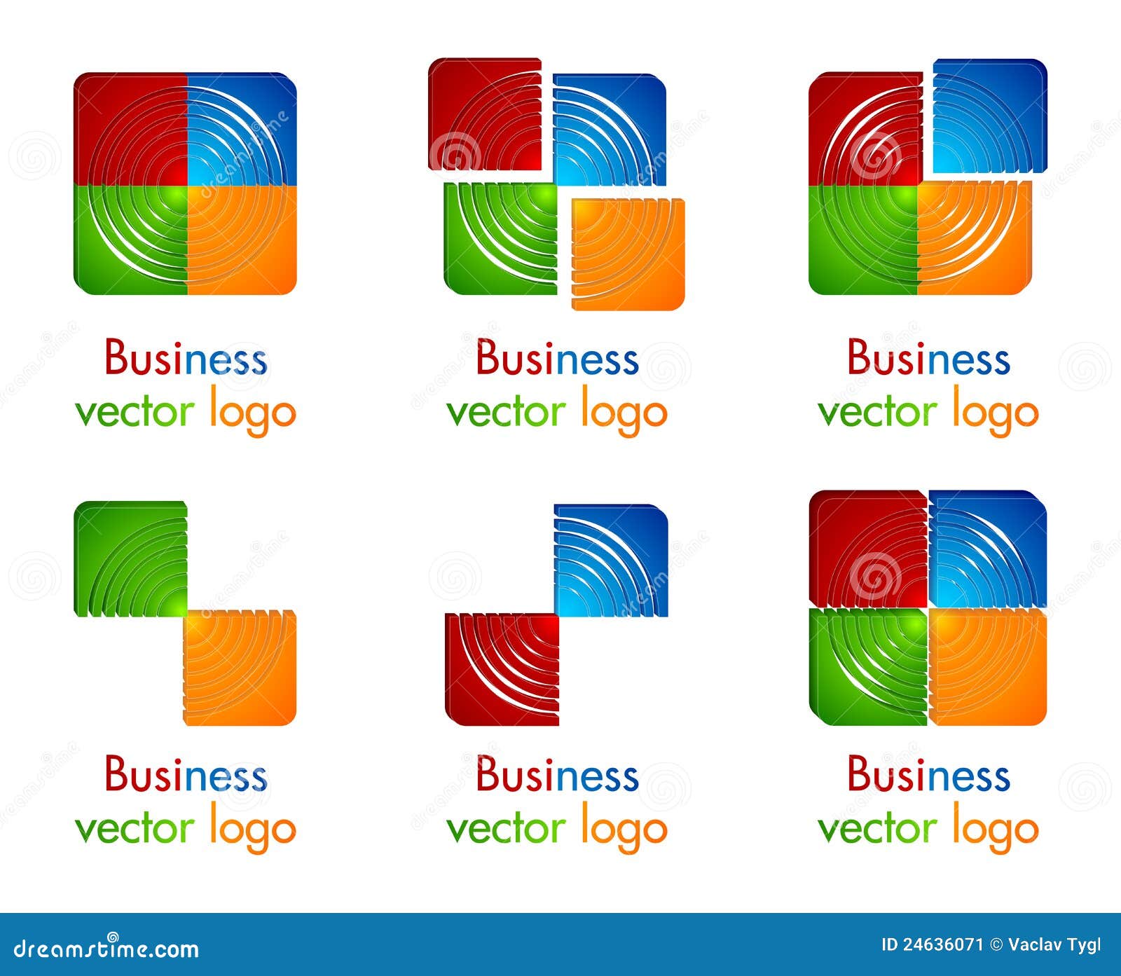 3D Colored Circle in Square Logo Stock Vector - Illustration of ...