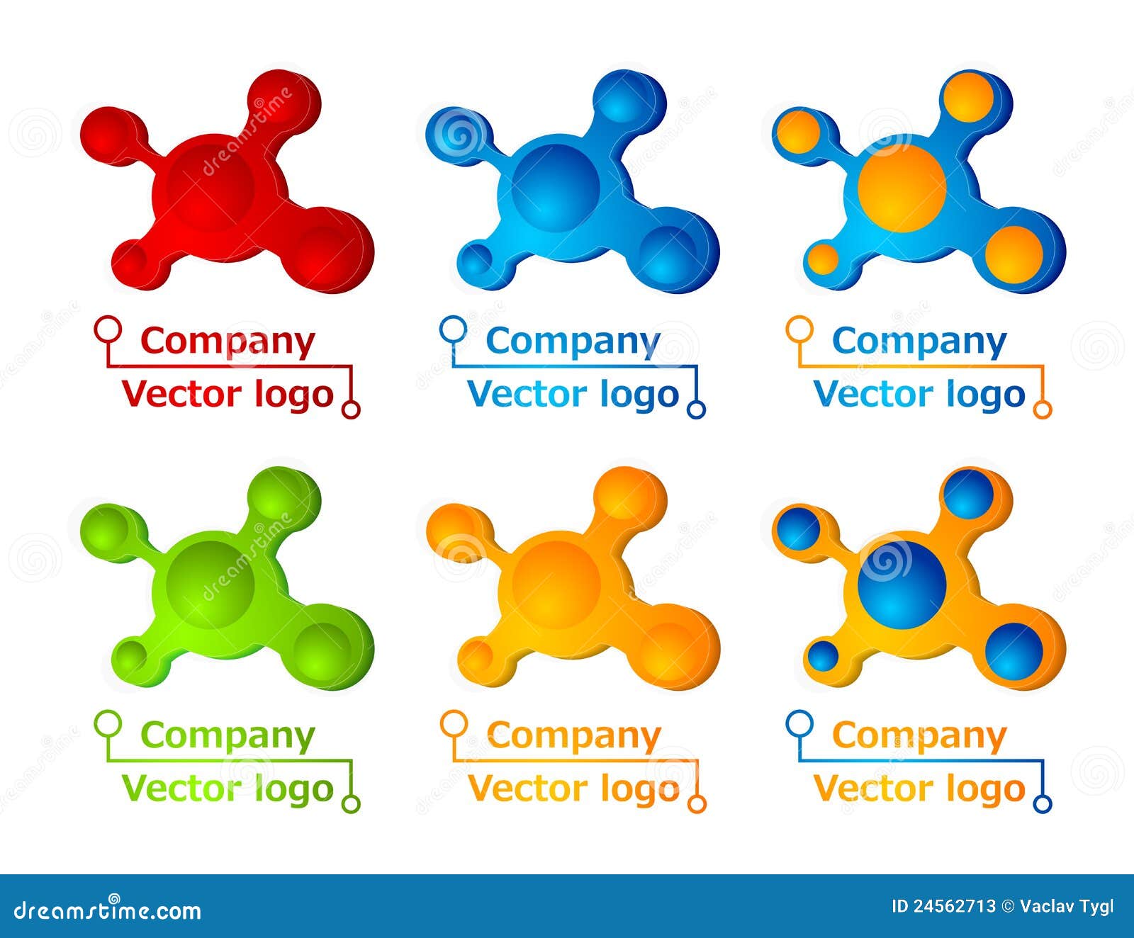 3D colored molecule logos stock vector. Illustration of blue - 24562713