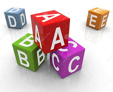3d colorful abc boxes stock illustration. Illustration of literacy ...