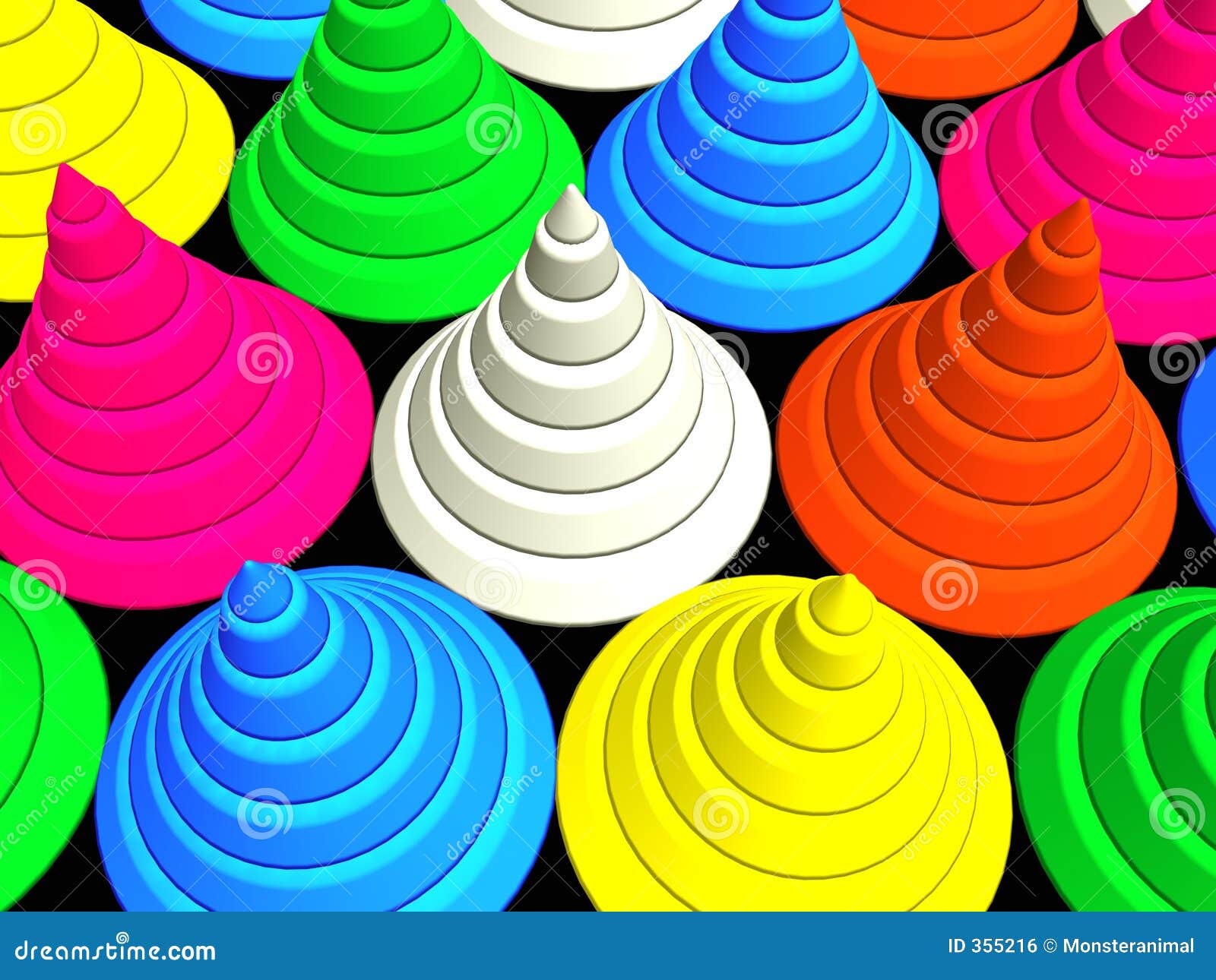 3D-Colorful cones 2 stock illustration. Illustration of abstract - 355216