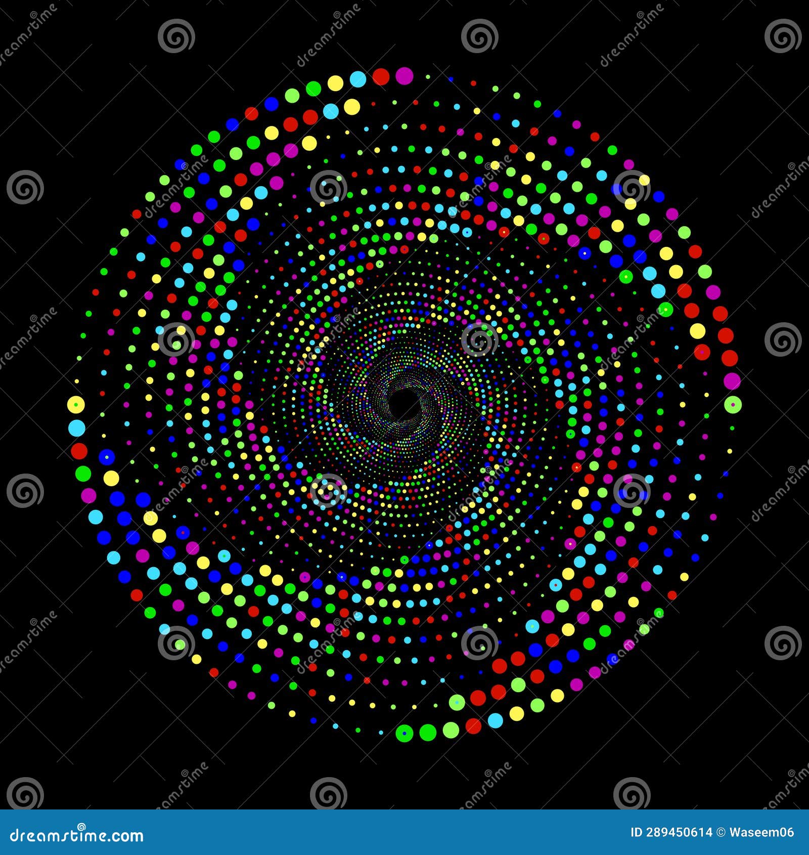 3d Colorful Dotted Swirl Pattern Circle Vector Illustration Stock ...