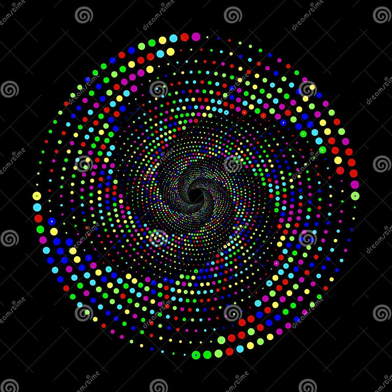 3d Colorful Dotted Swirl Pattern Circle Vector Illustration Stock ...