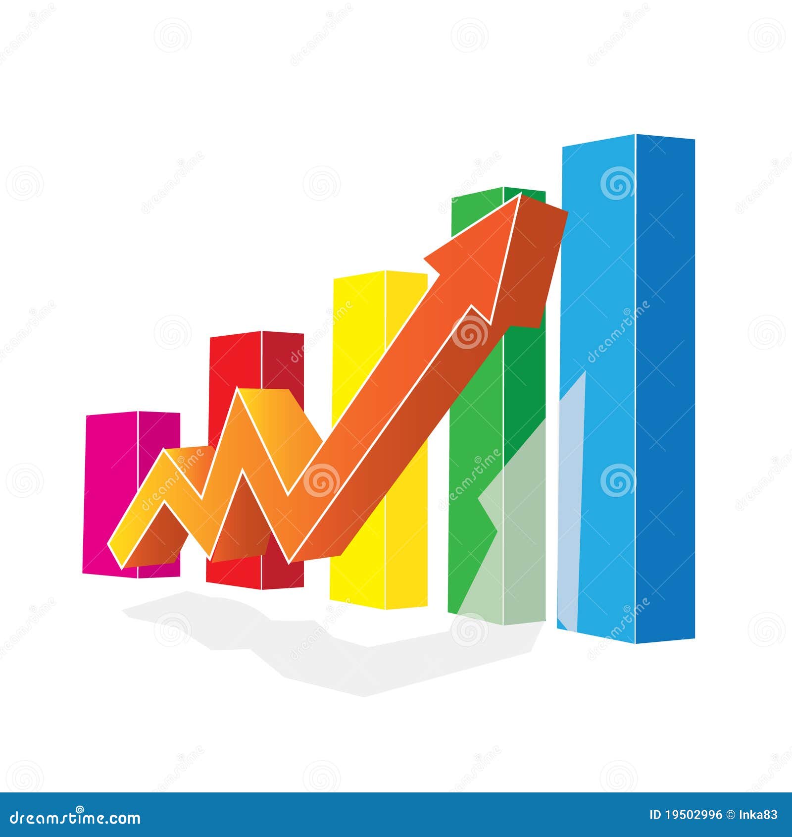 3d Colorful Graph Arrow Showing Rise in Profits O Stock Illustration ...